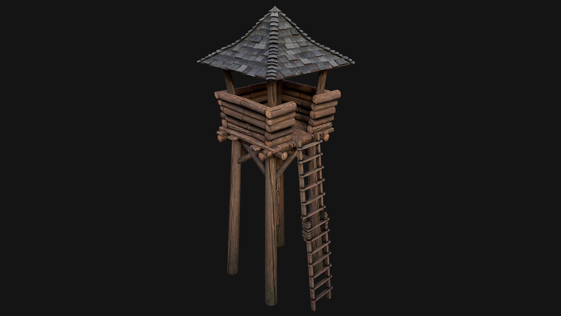 Medieval Lookout Tower - 3D Model by Dereza