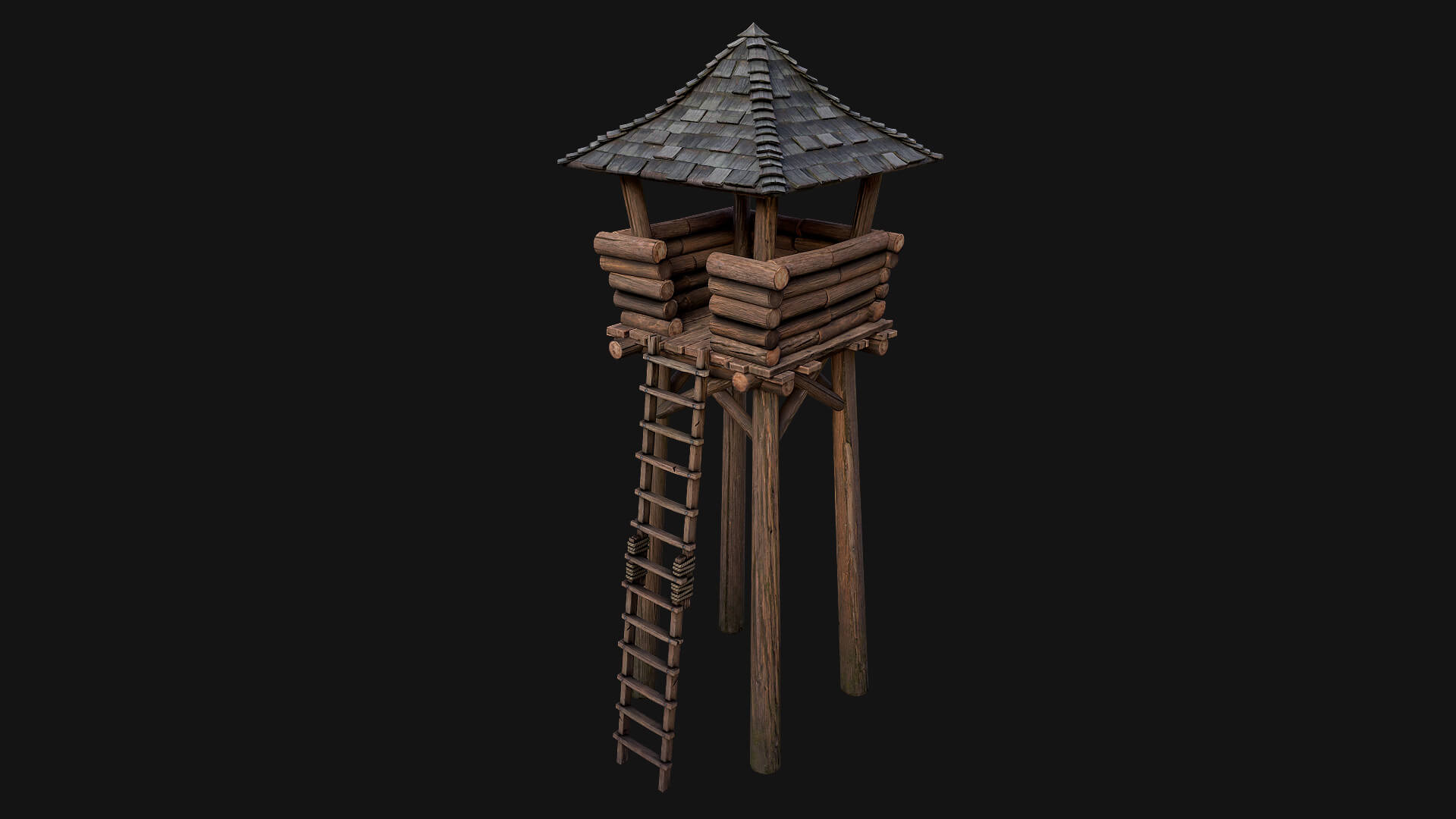 Medieval Lookout Tower - 3D Model by Dereza