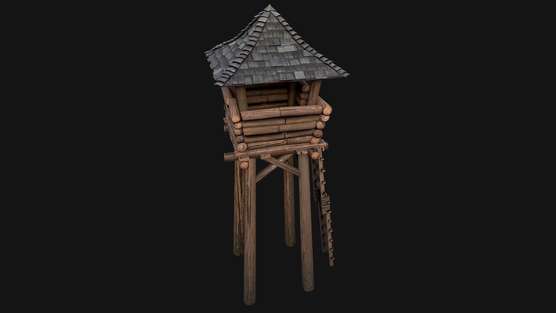 Medieval Lookout Tower - 3D Model by Dereza