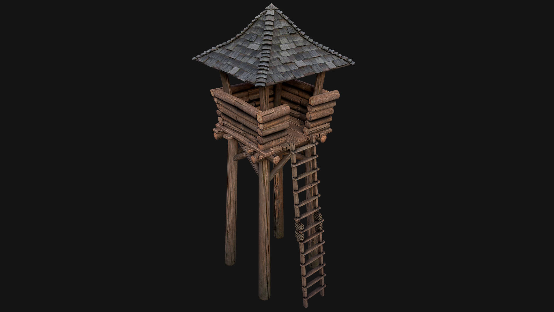 Medieval Lookout Tower - 3D Model by Dereza