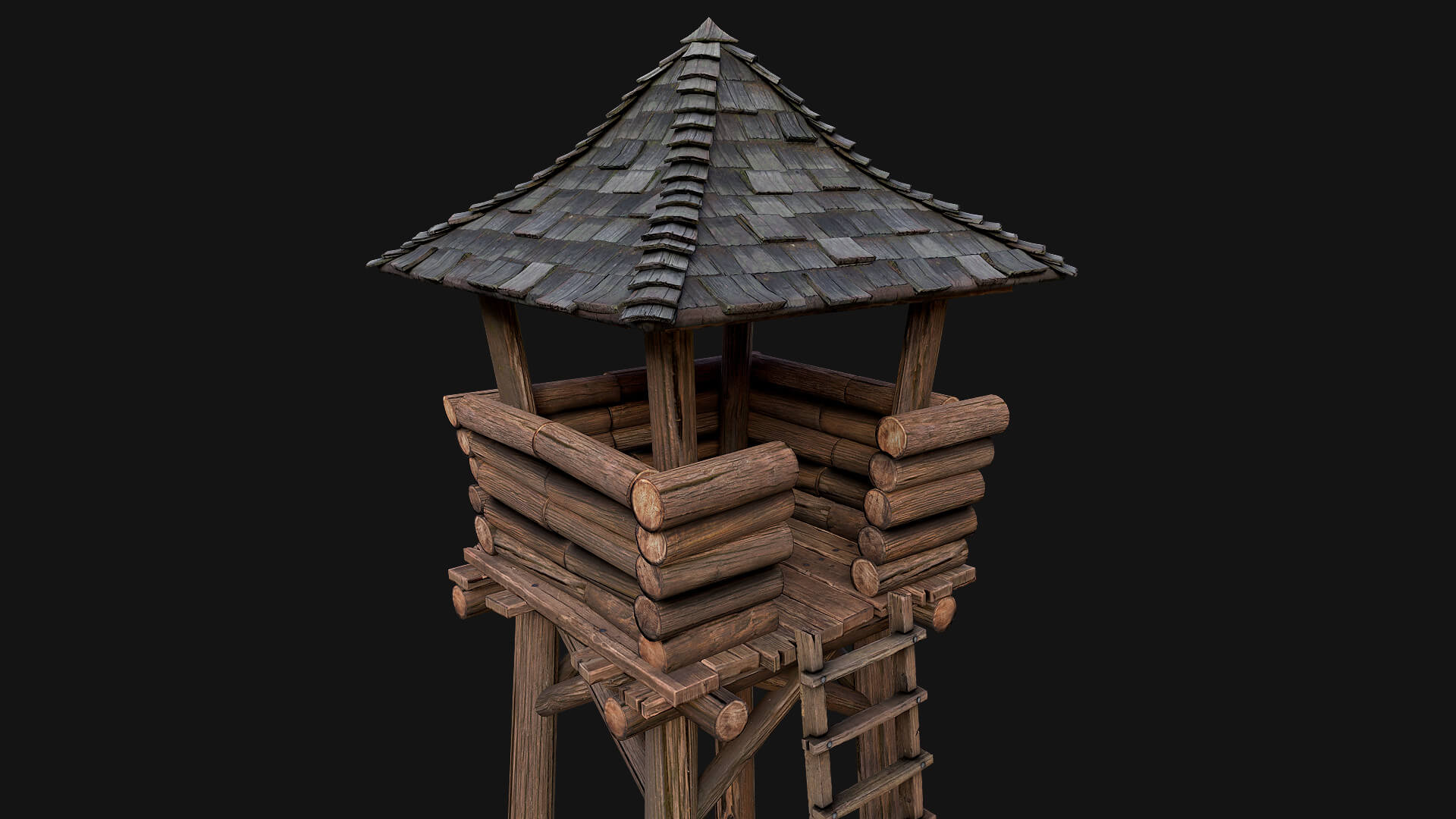 Medieval Lookout Tower - 3D Model by Dereza