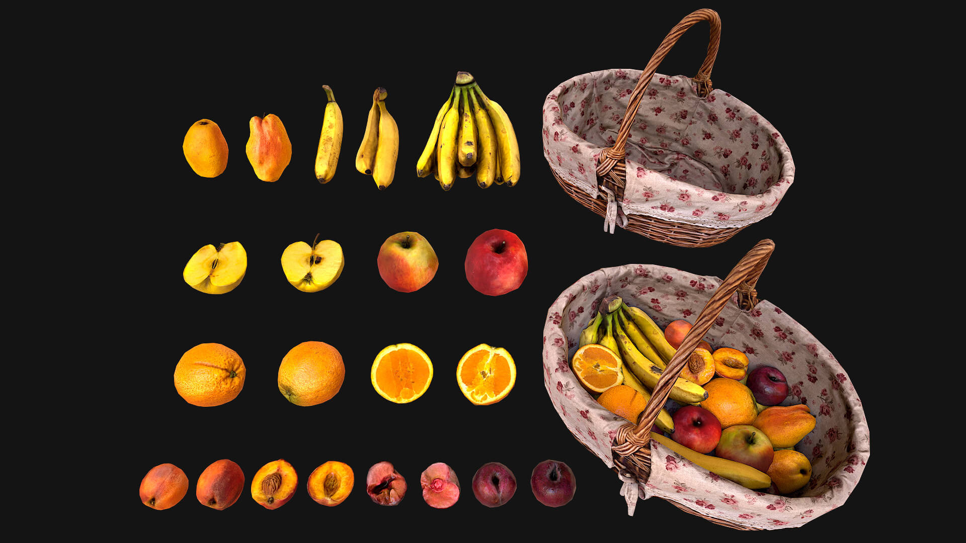 Medieval Market Fruit and Vegetable Stalls - 3D Model by Dereza