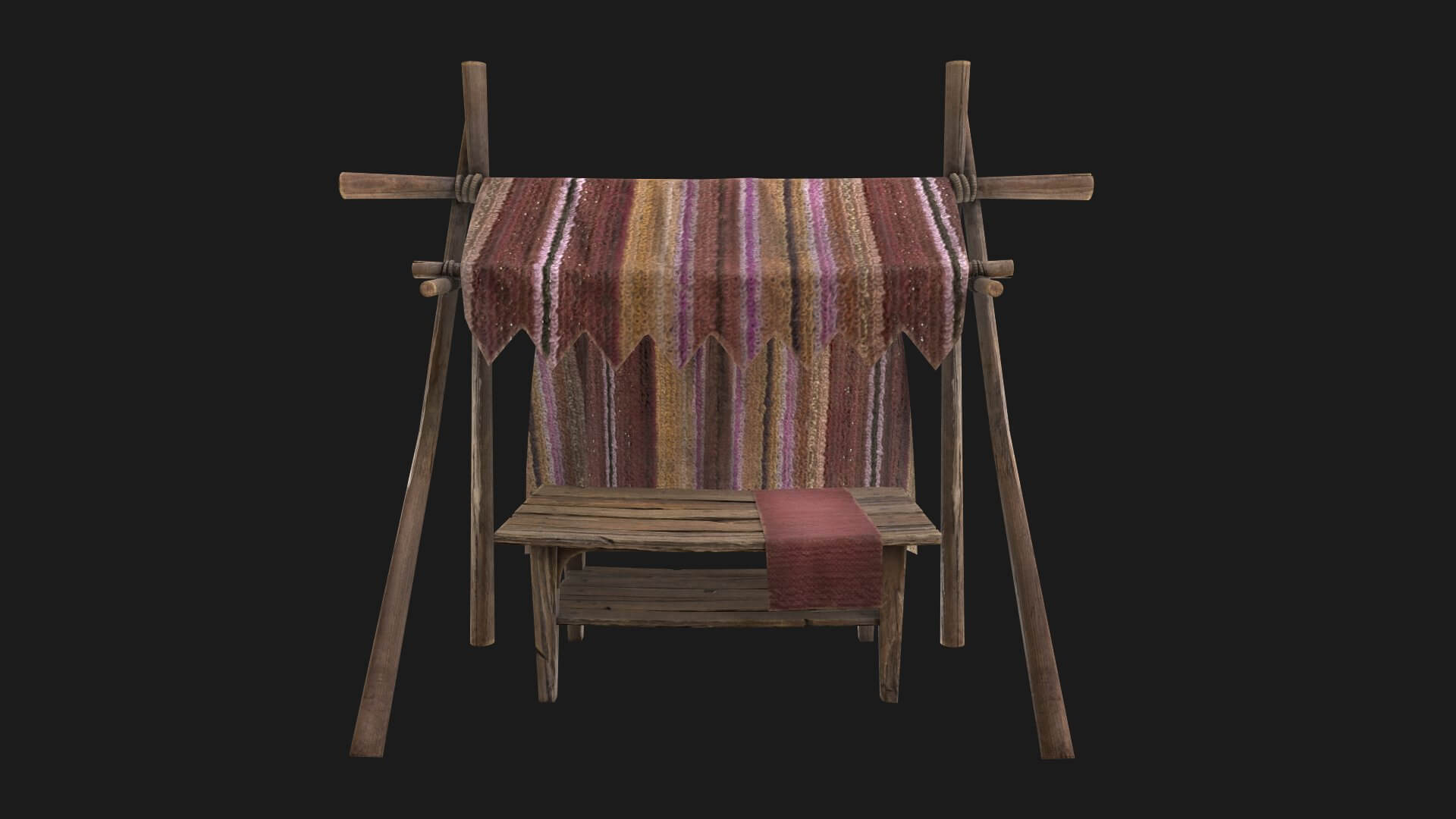 Medieval Market Stall Purple Lines - 3D Model by Dereza