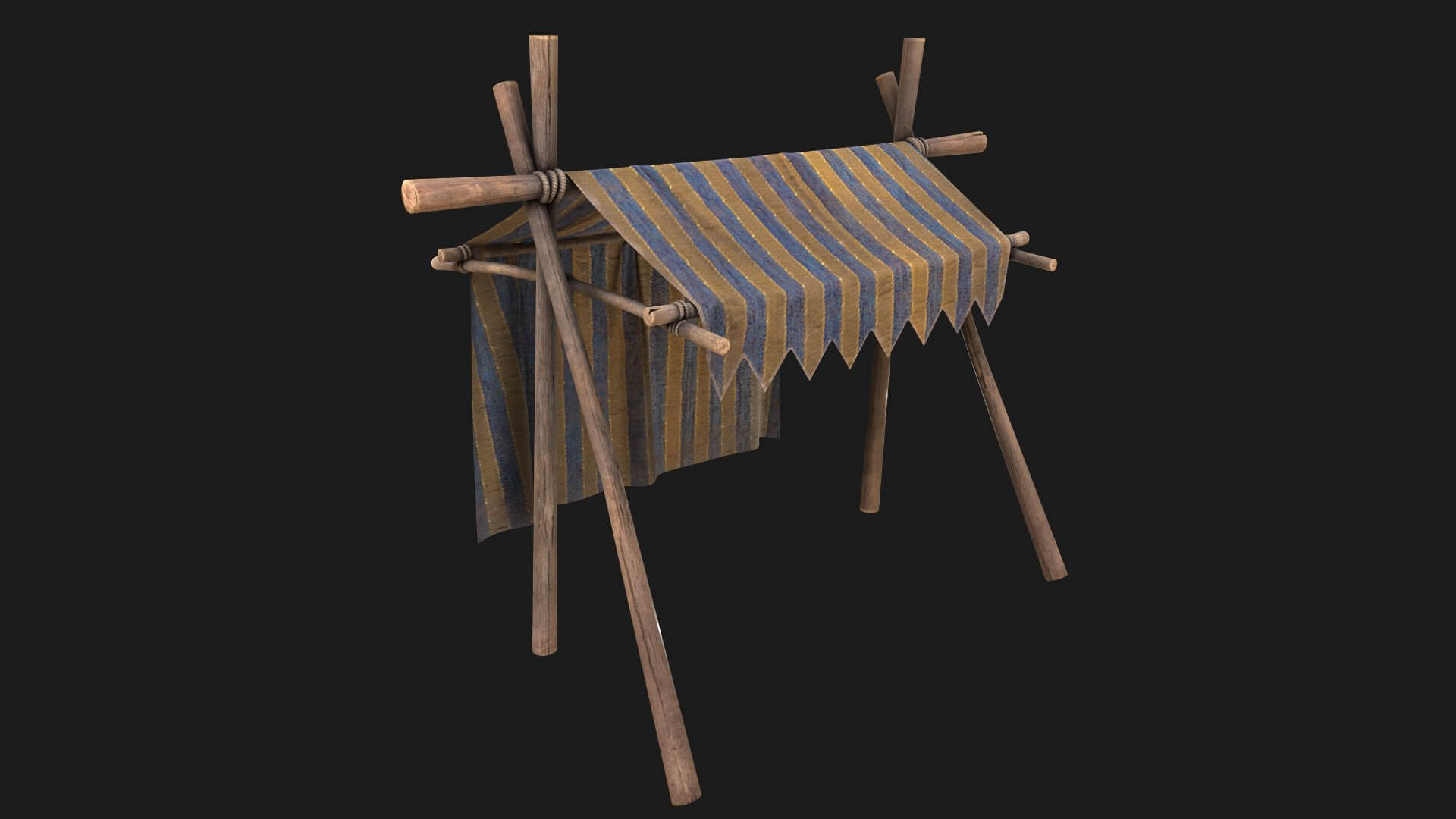 Medieval Market Stall Blue Yellow - 3D Model by Dereza