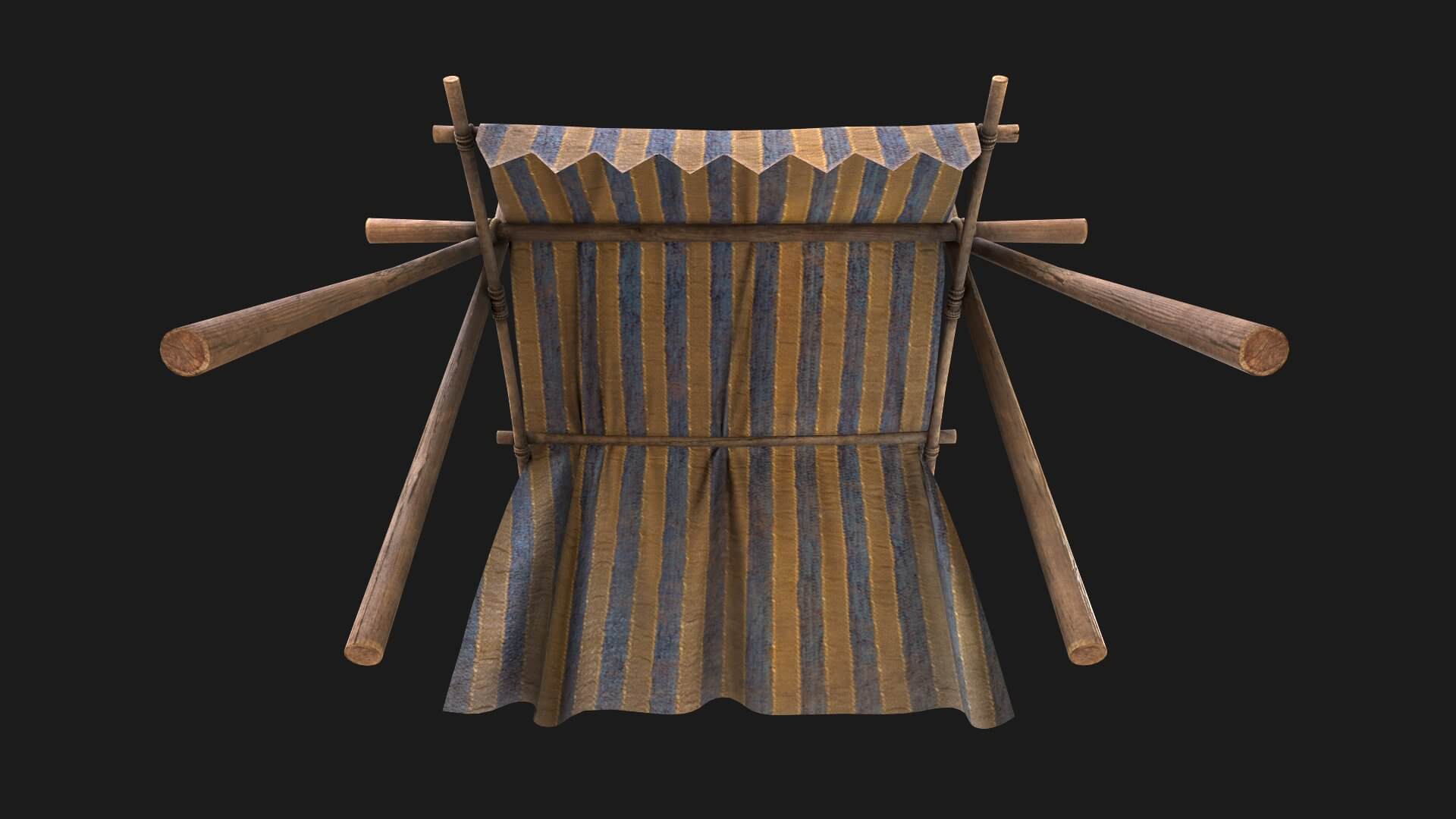 Medieval Market Stall Blue Yellow - 3D Model by Dereza