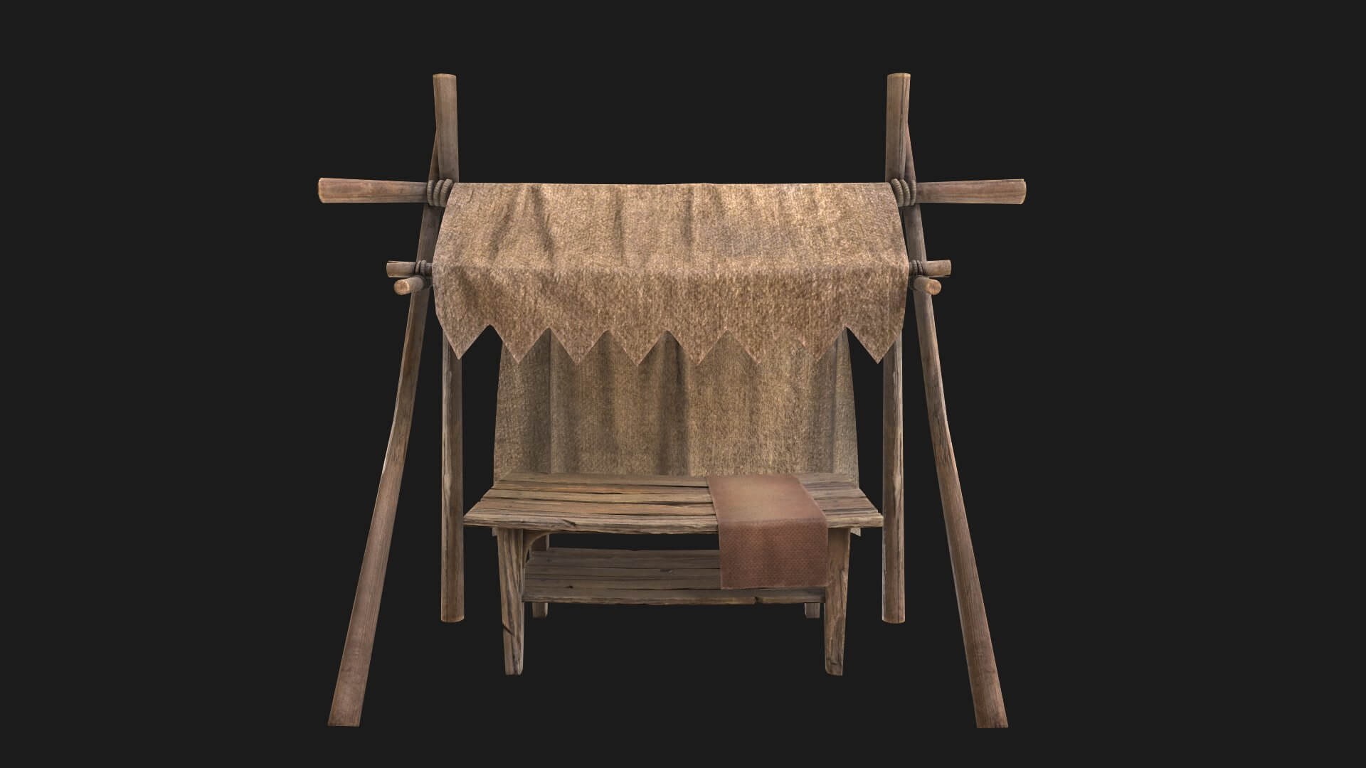 Medieval Market Stall Brown - 3D Model by Dereza