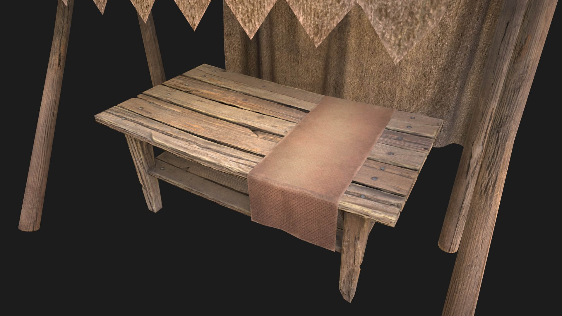 Medieval Market Stall Brown - 3D Model by Dereza