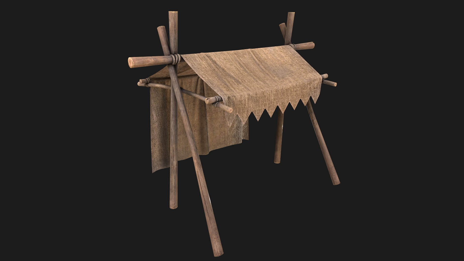 Medieval Market Stall Brown - 3D Model by Dereza