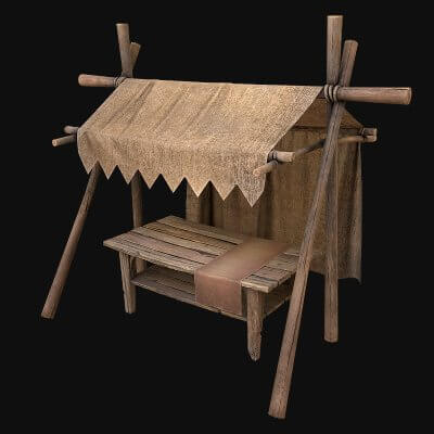 Medieval Market Stall Brown - 3D Model by Dereza