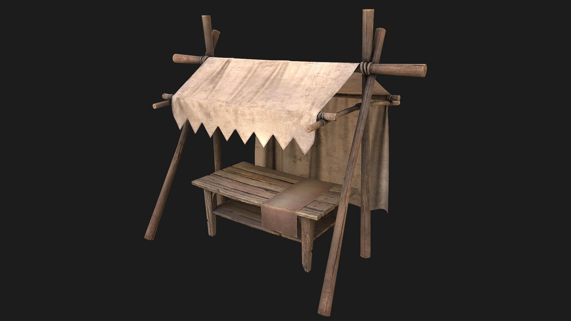Medieval Market Stalls Cotton - 3D Model by Dereza