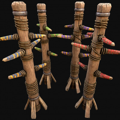 Medieval Wooden Fighting Dummy Furniture Training Camp - 3D Model by Dereza
