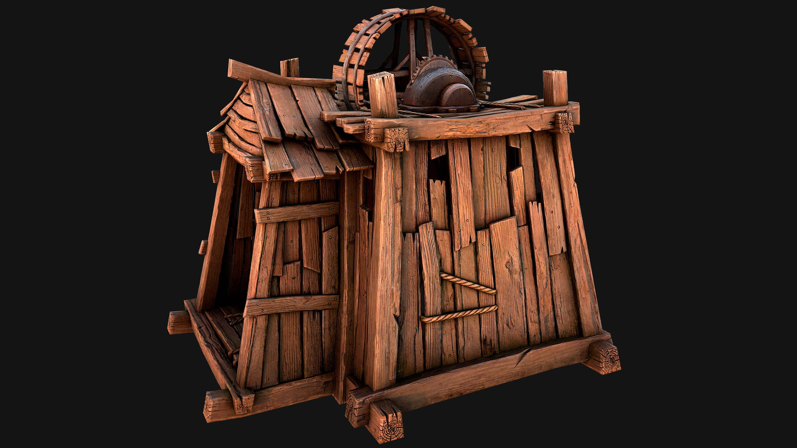 Medieval Mine Steampunk and Mining Cart - 3D Model by Dereza
