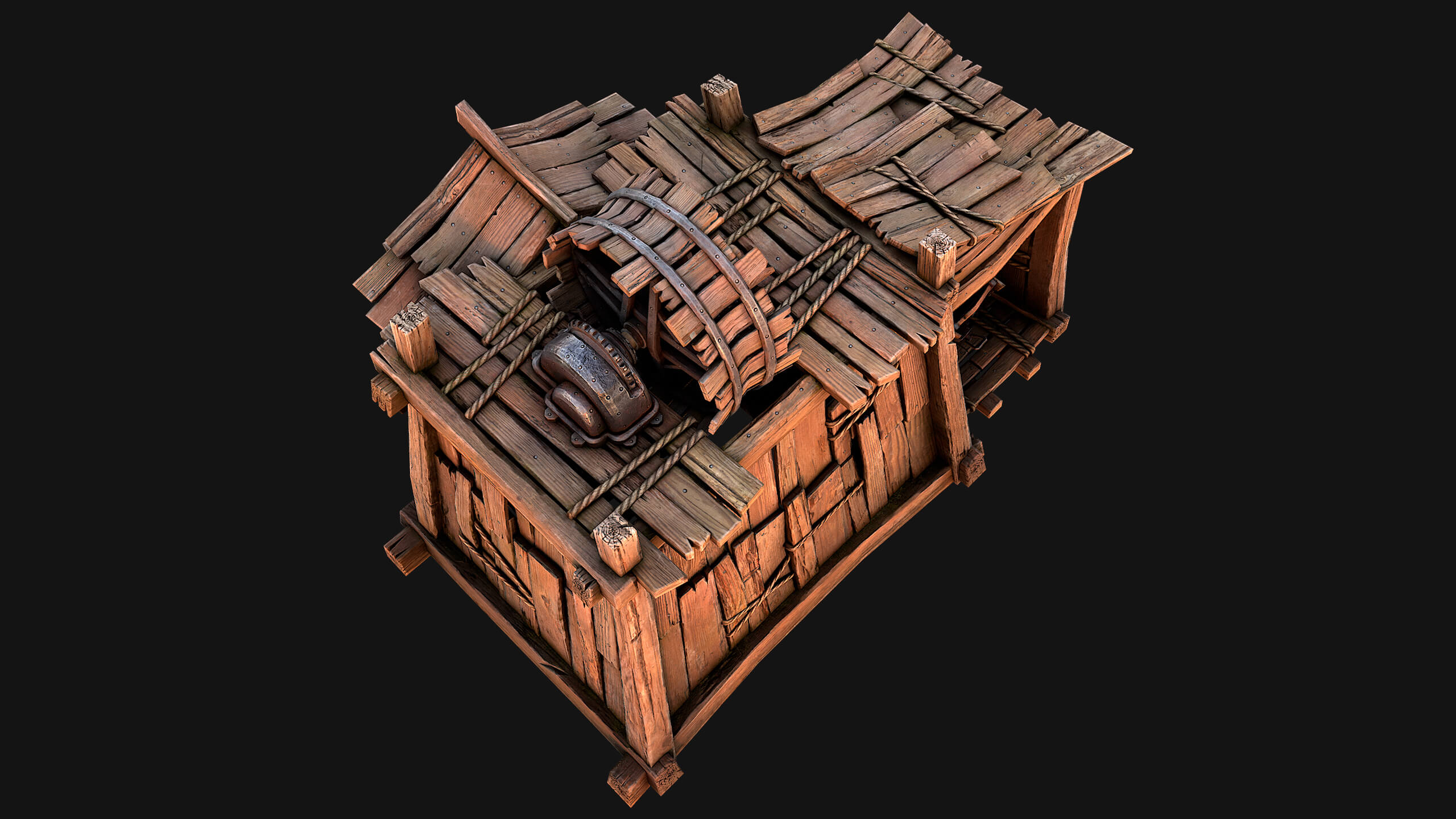 Medieval Mine Steampunk and Mining Cart - 3D Model by Dereza