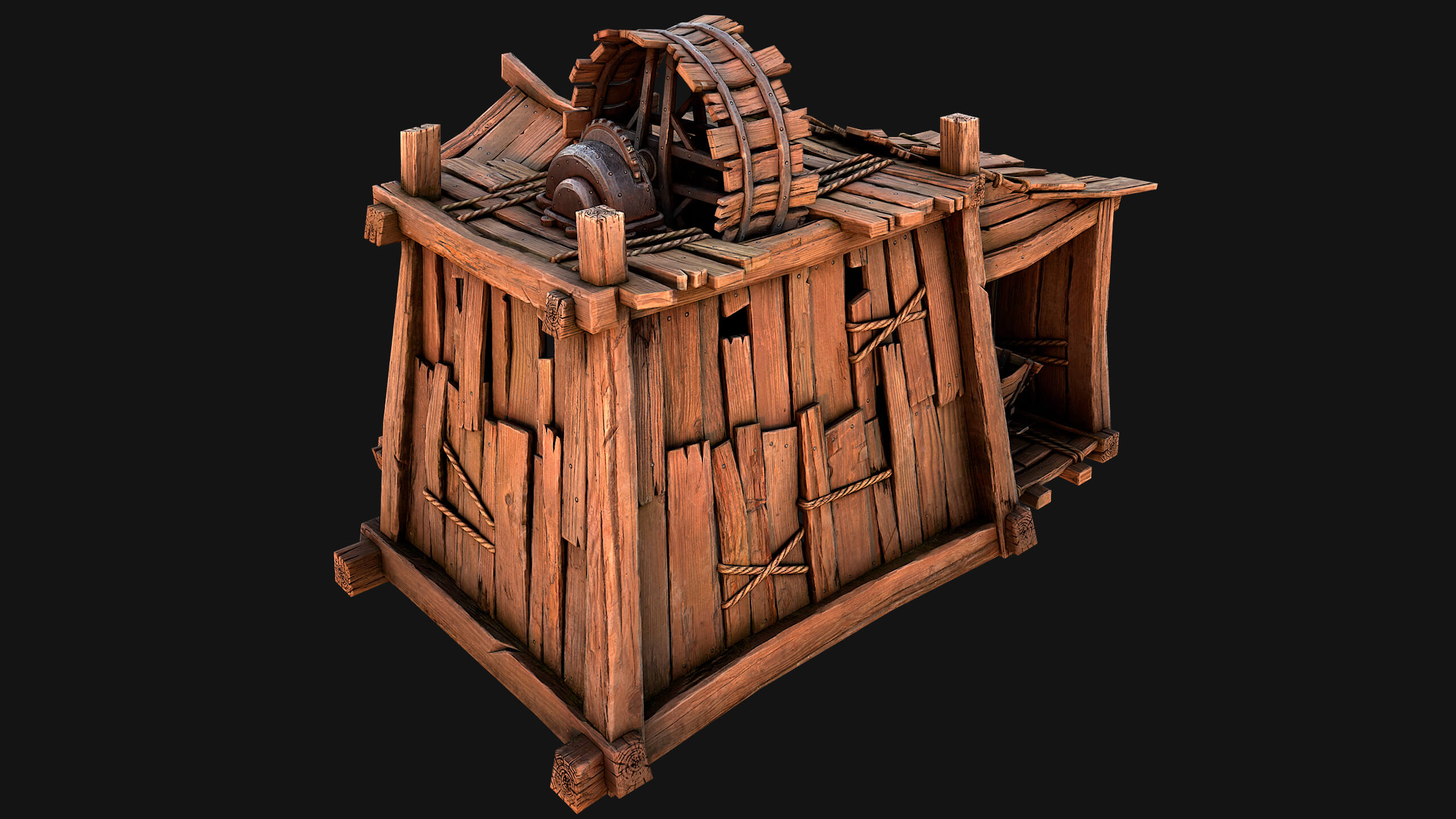 Medieval Mine Steampunk and Mining Cart - 3D Model by Dereza