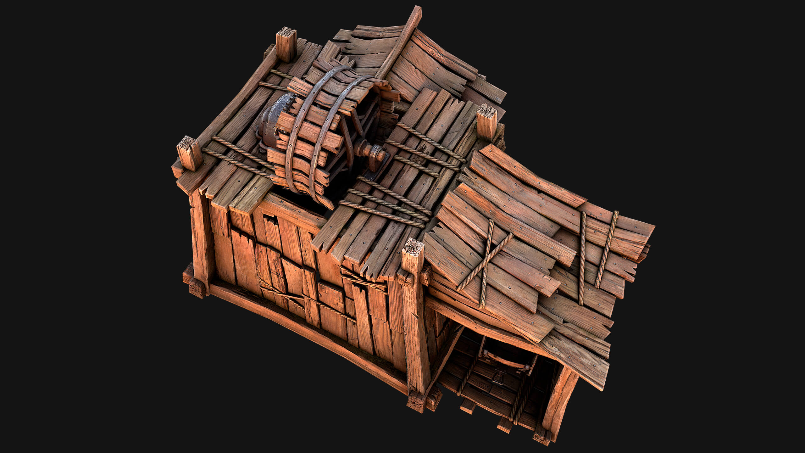 Medieval Mine Steampunk and Mining Cart - 3D Model by Dereza