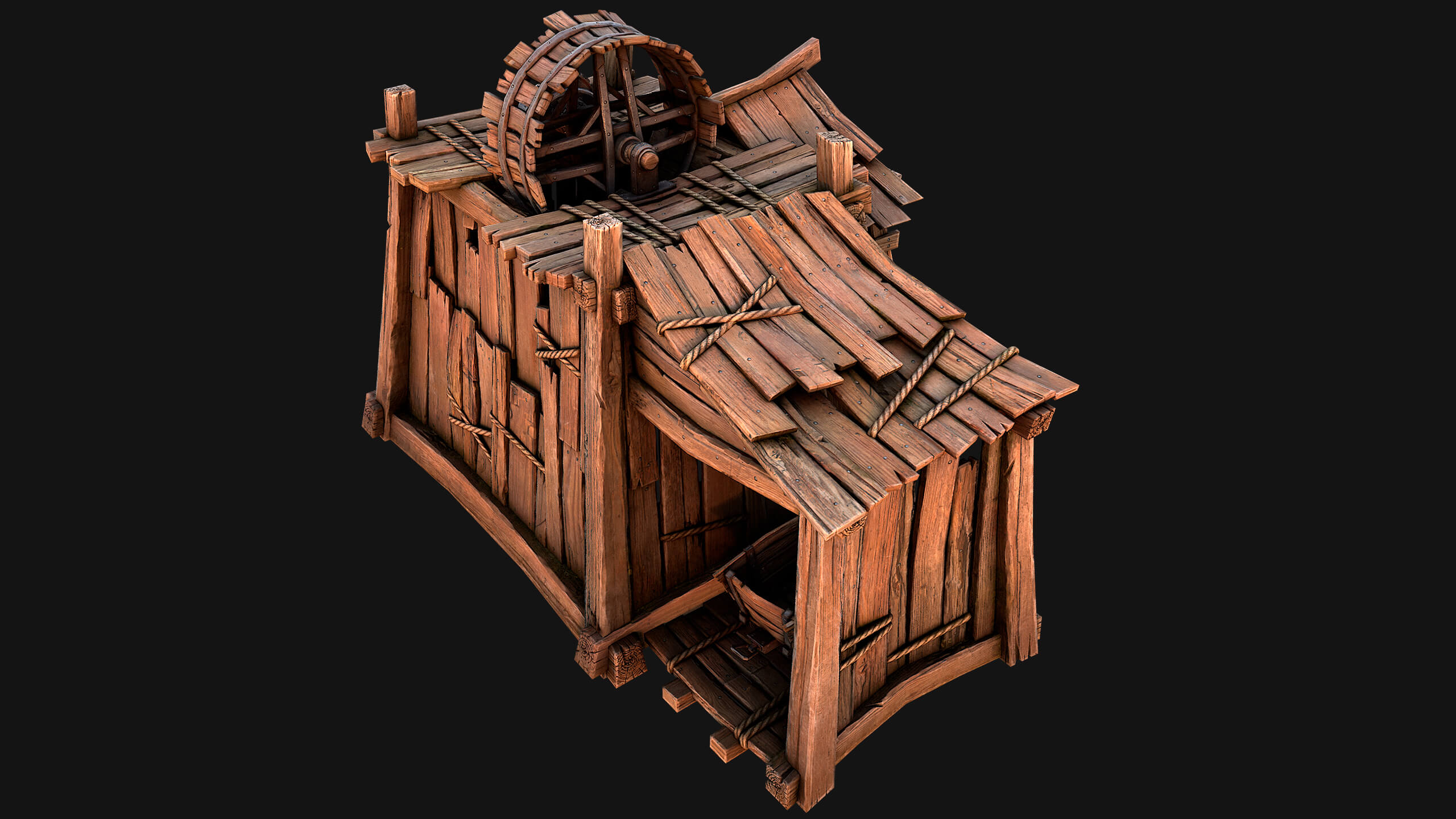 Medieval Mine Steampunk and Mining Cart - 3D Model by Dereza