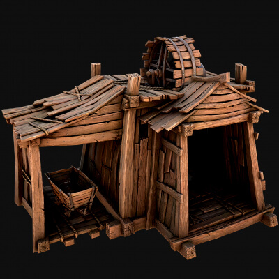Medieval Mine Steampunk and Mining Cart - 3D Model by Dereza