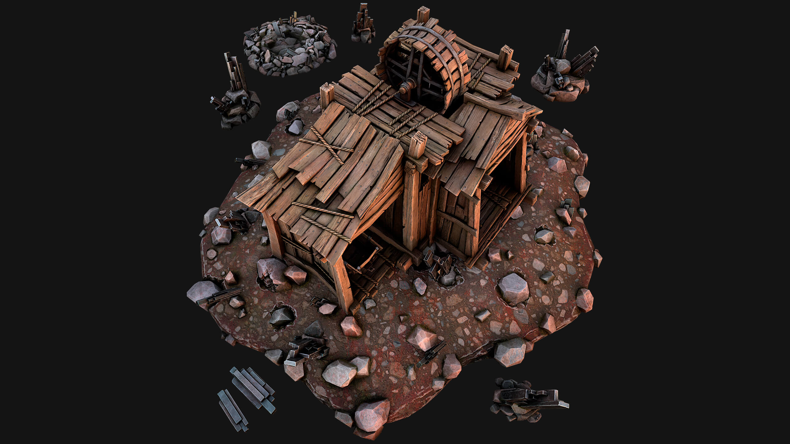 Medieval Mine Industrial Environment Pack Ore Minerals Cryst - 3D Model ...