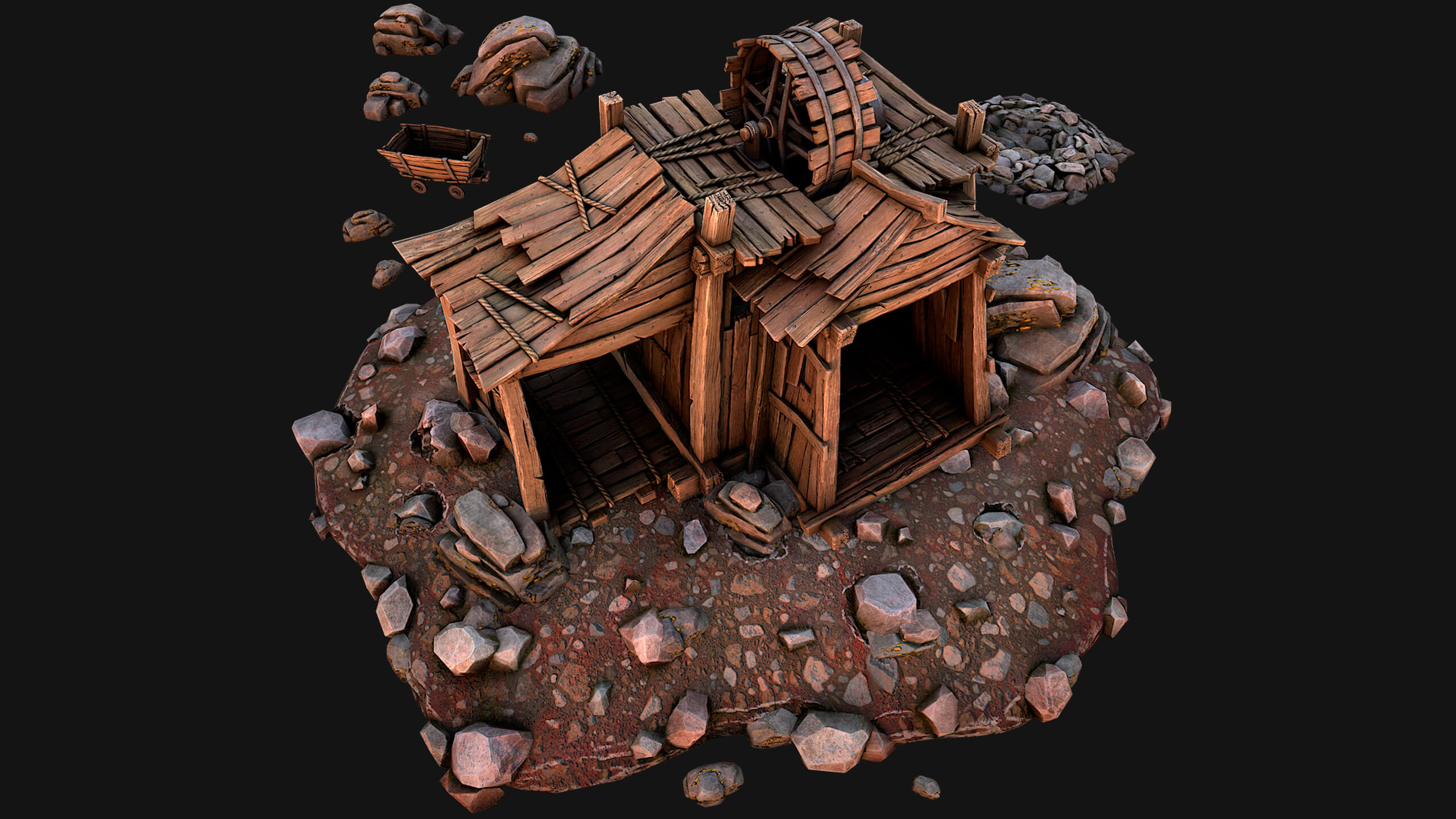 Medieval Mine Industrial Environment Pack Ore Minerals Cryst - 3D Model ...