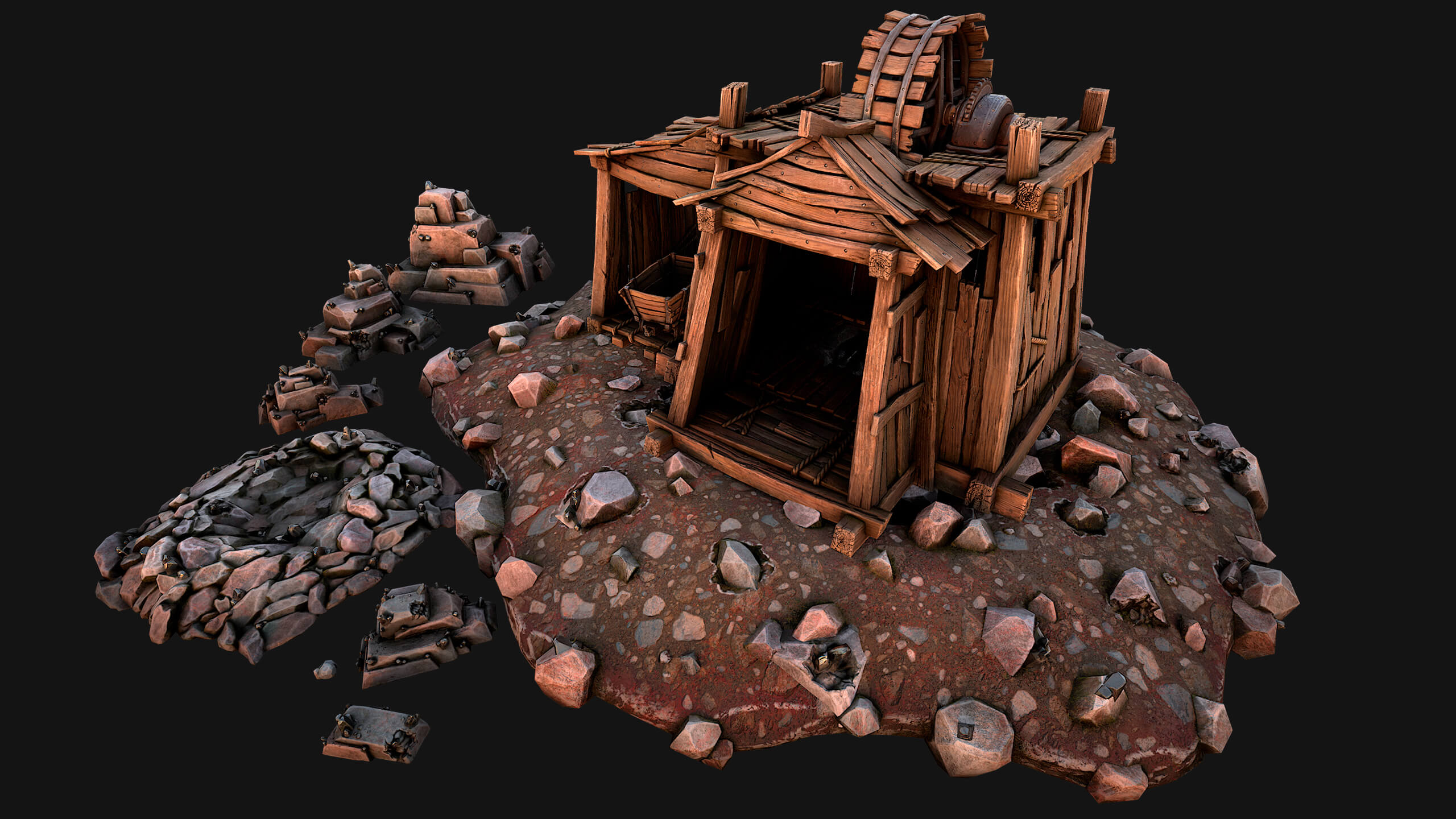 Medieval Mine Industrial Environment Pack Ore Minerals Cryst - 3D Model ...