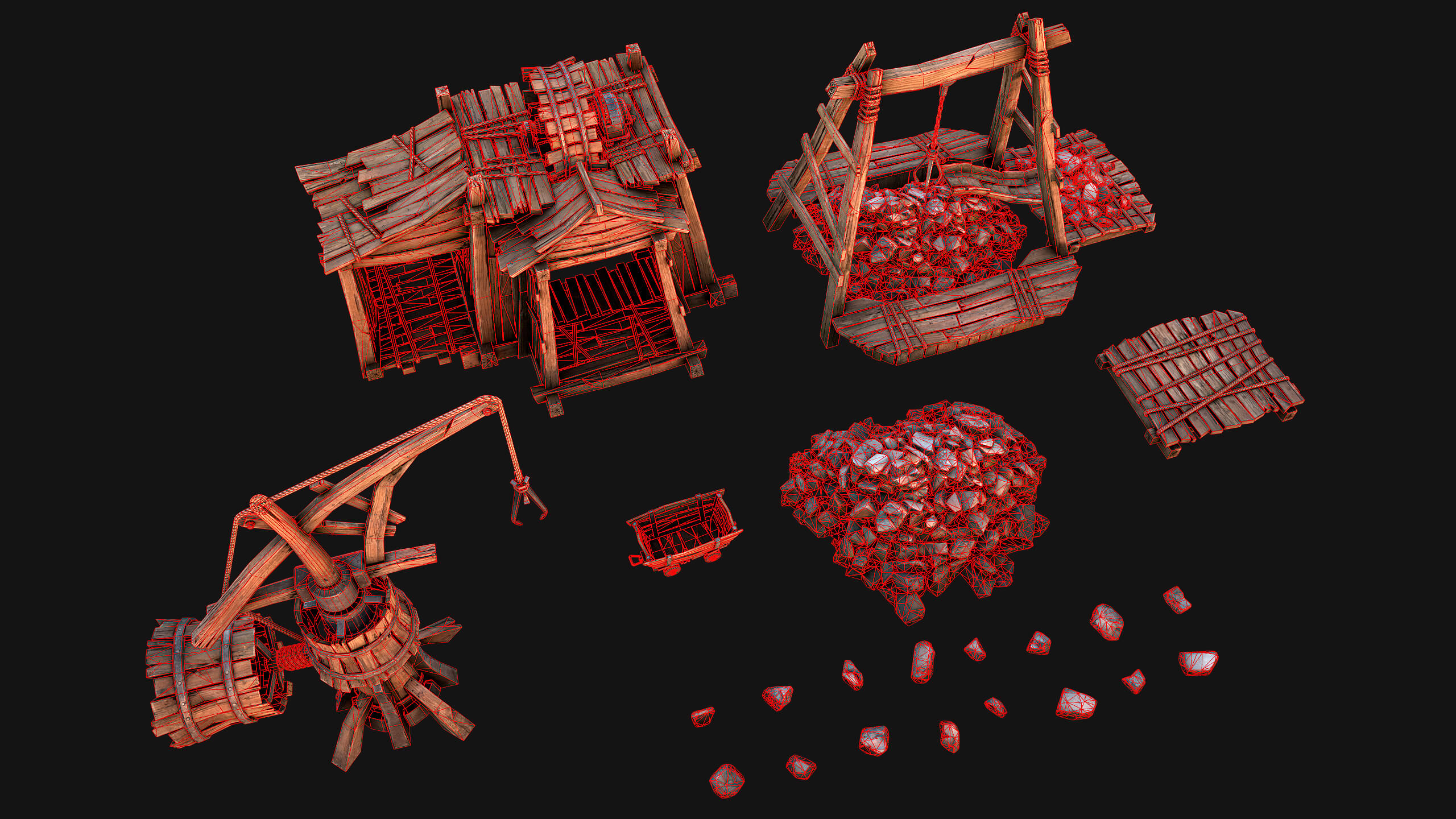 Medieval Mine Quarry Industrial Pack - 3D Model by Dereza