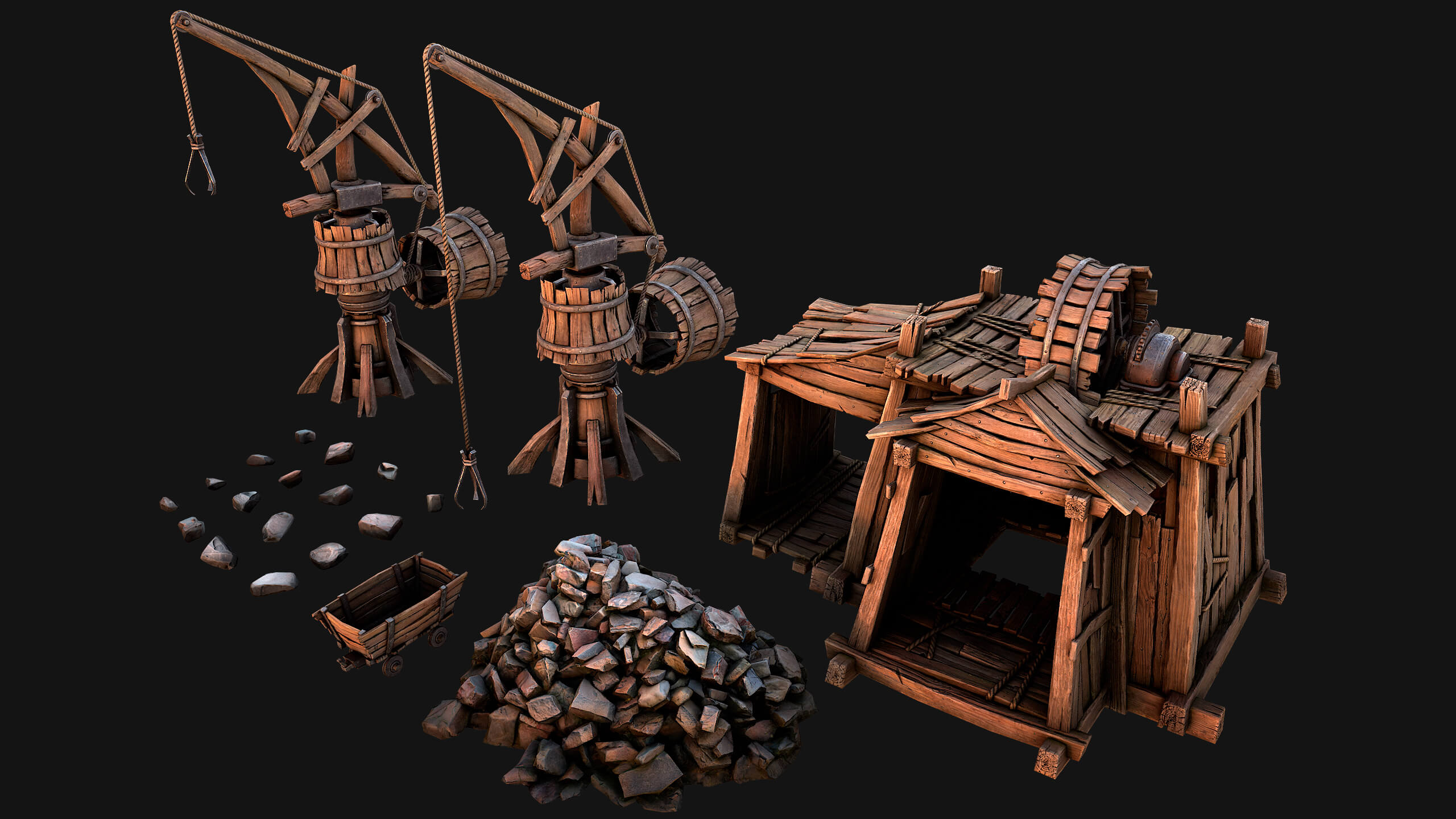 Medieval Mine Quarry Industrial Pack - 3D Model by Dereza