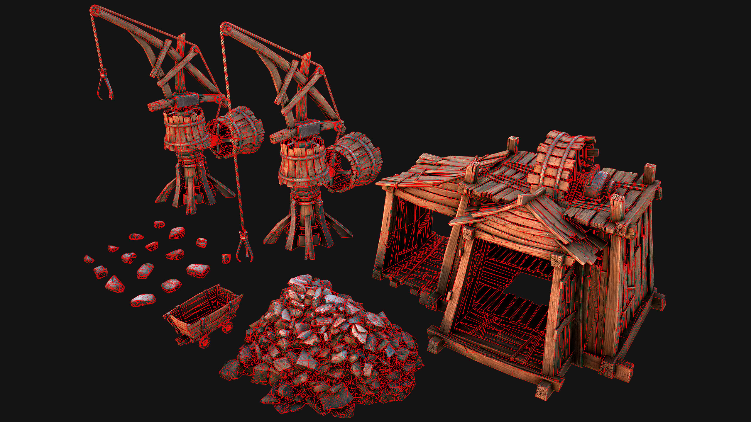 Medieval Mine Quarry Industrial Pack - 3D Model by Dereza