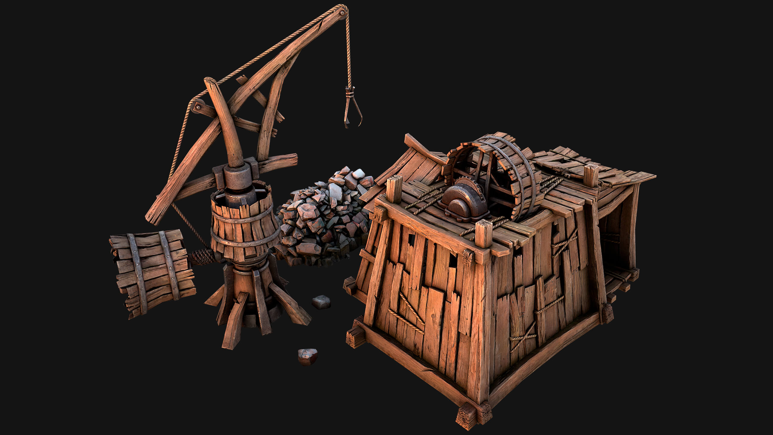 Medieval Mine Quarry Industrial Pack - 3D Model by Dereza