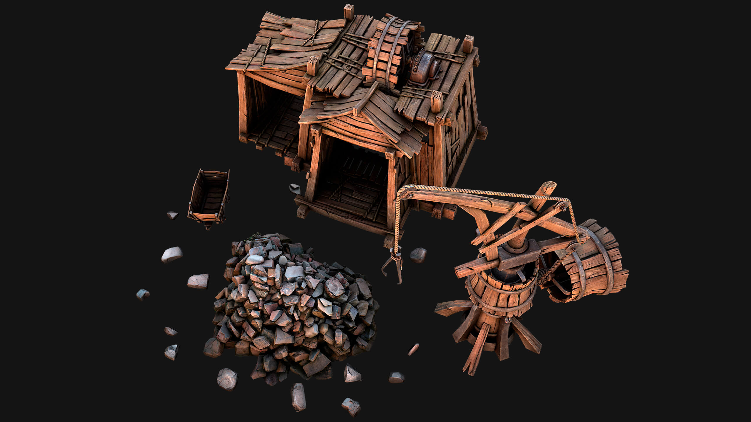 Medieval Mine Quarry Industrial Pack - 3D Model by Dereza