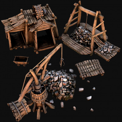 Medieval Mine Quarry Industrial Pack - 3D Model by Dereza
