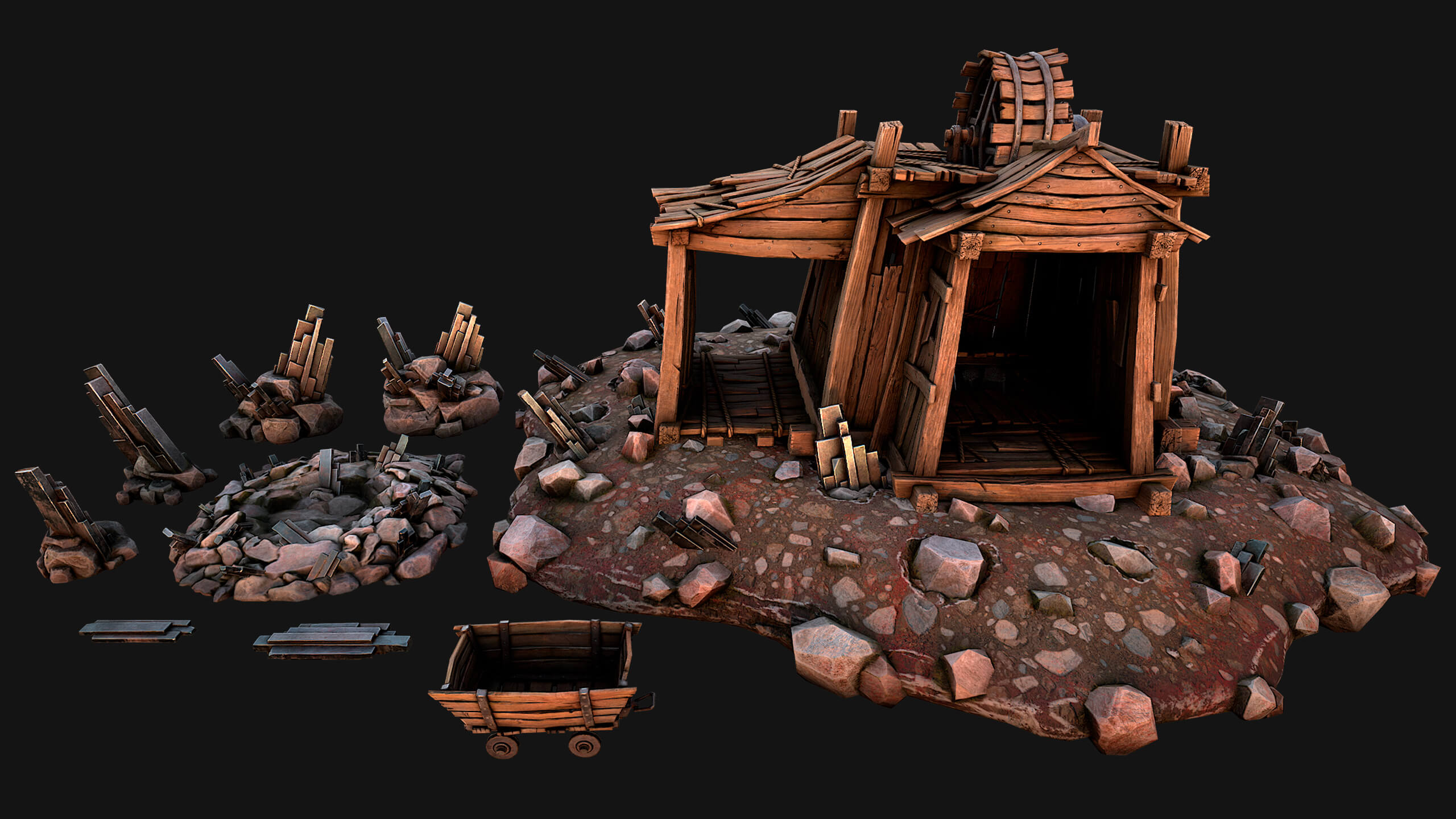 Medieval Mine Silver Ore Deposits - 3D Model by Dereza