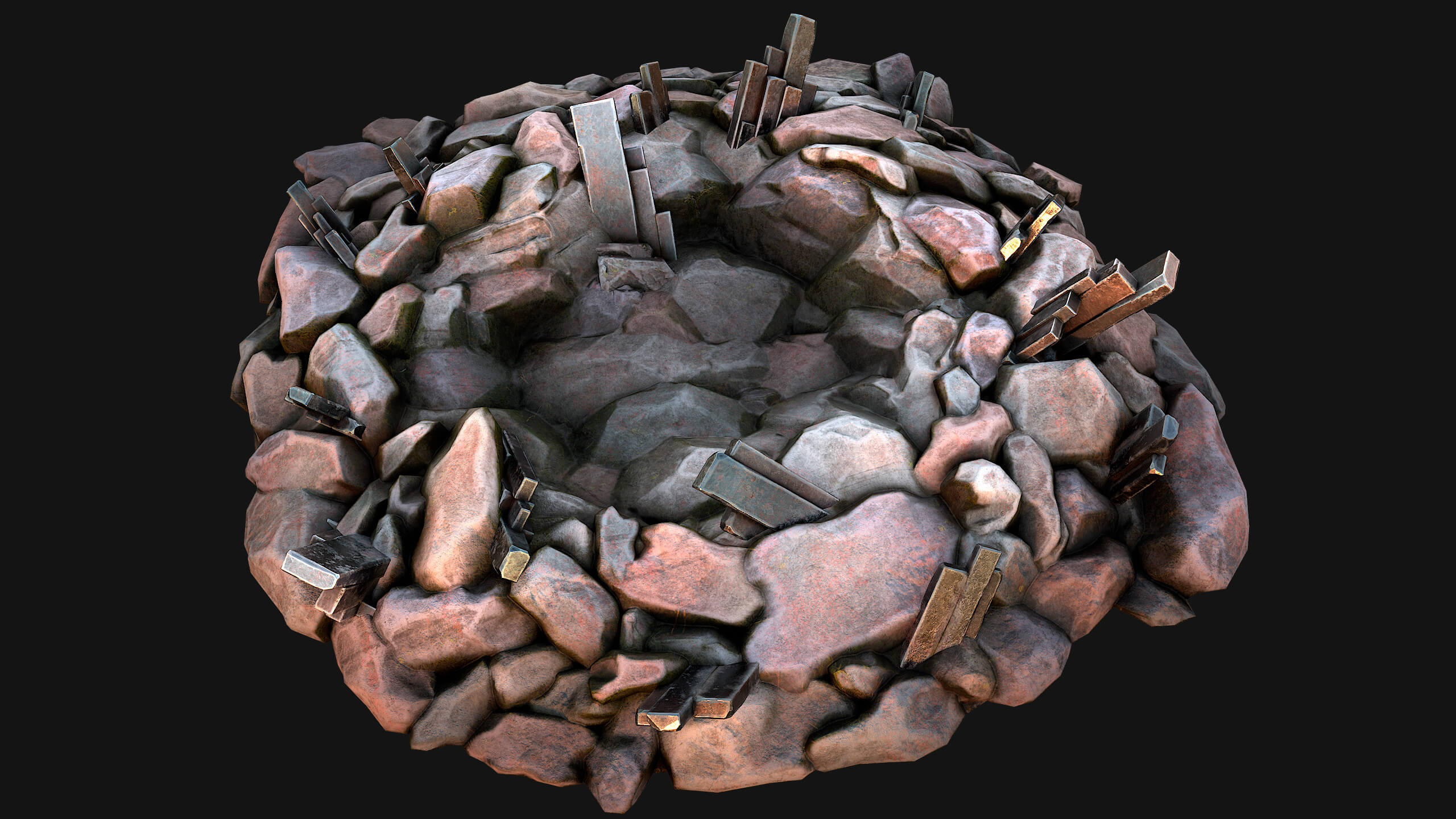 Medieval Mine Silver Ore Deposits - 3D Model by Dereza