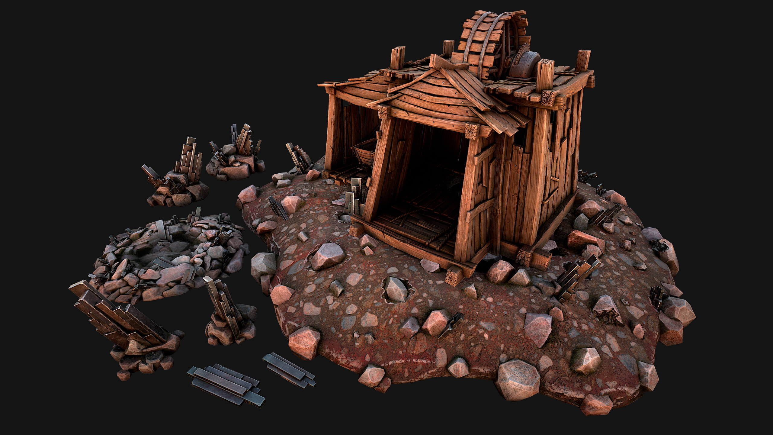 Medieval Mine Silver Ore Deposits - 3D Model by Dereza
