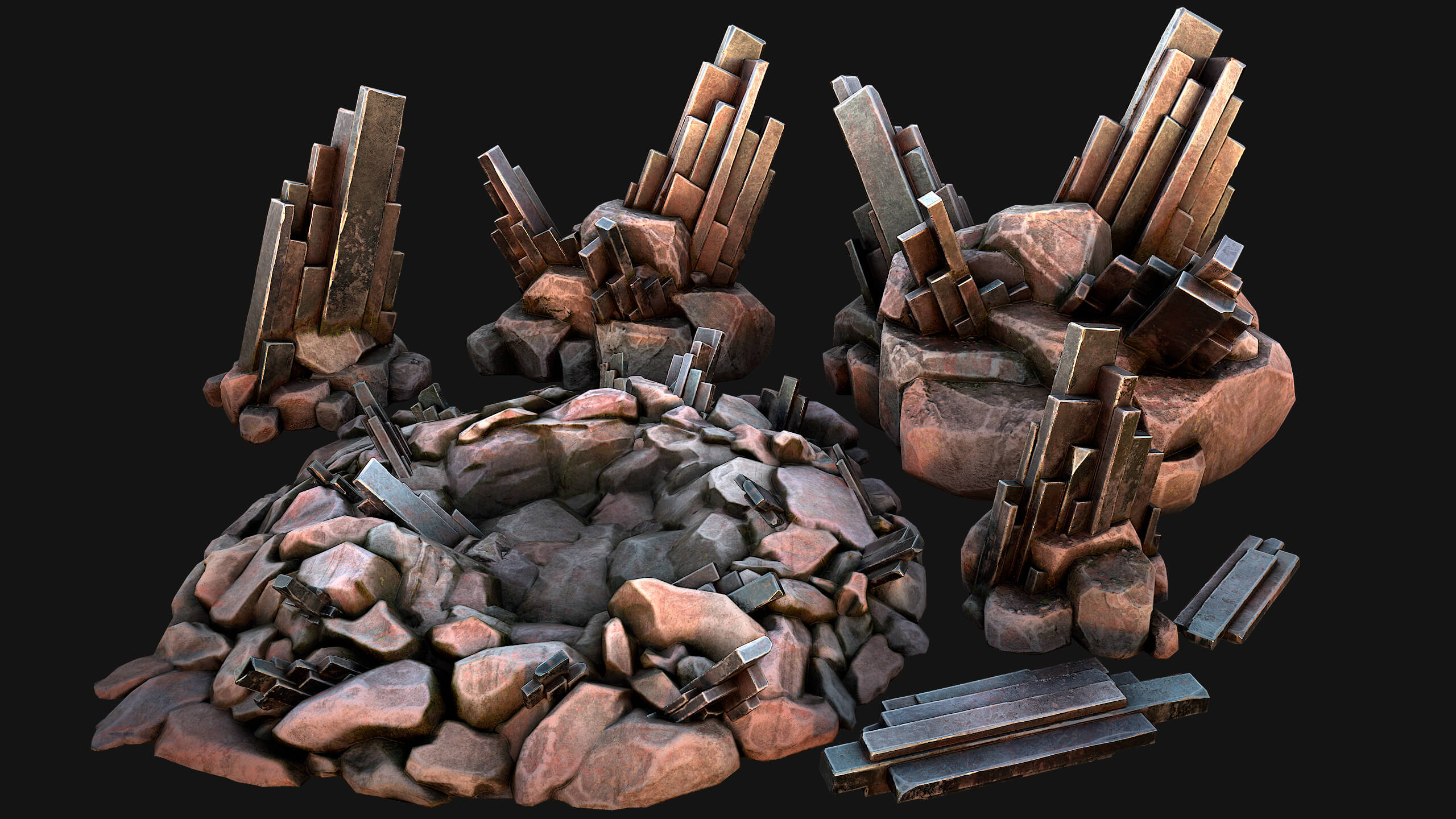 Medieval Mine Silver Ore Deposits - 3D Model by Dereza