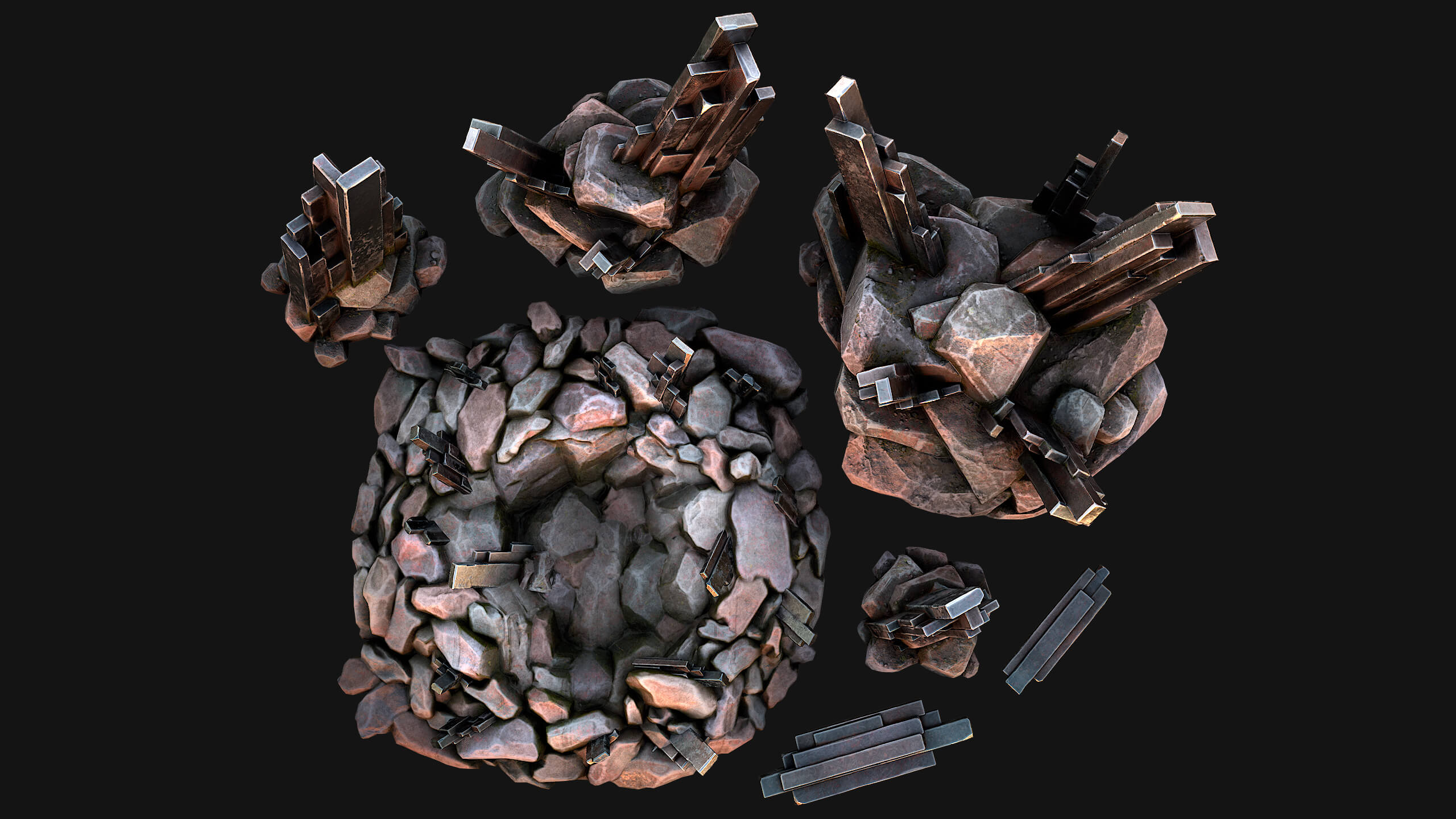 Medieval Mine Silver Ore Deposits - 3D Model by Dereza