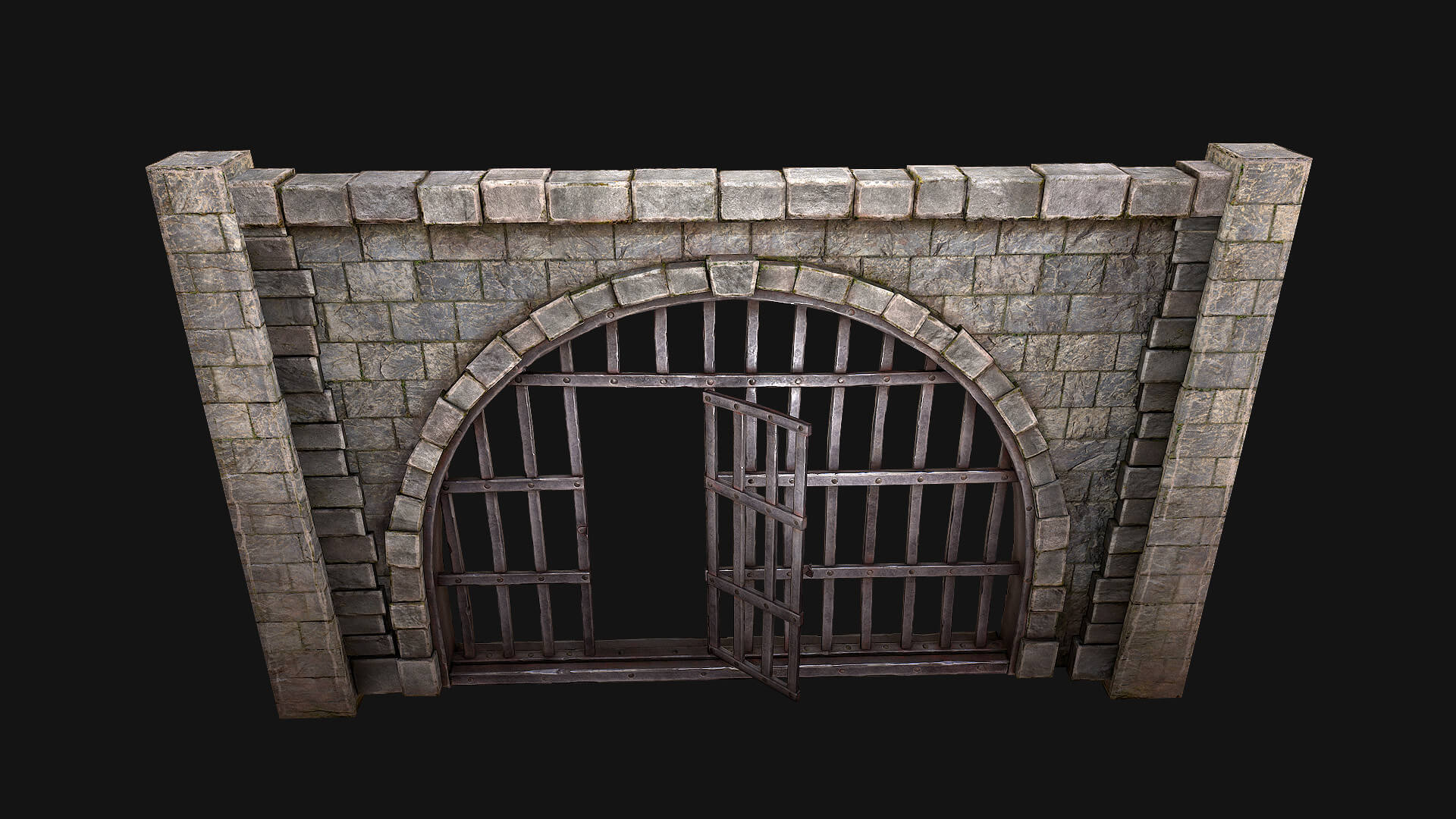 Medieval Prison Bars With Door - 3D Model by Dereza
