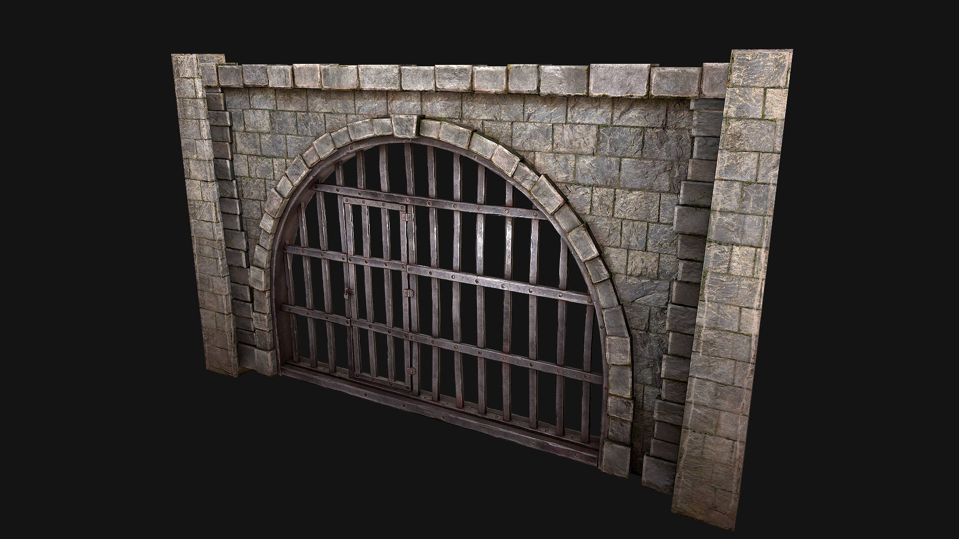 Medieval Prison Bars With Door - 3D Model by Dereza