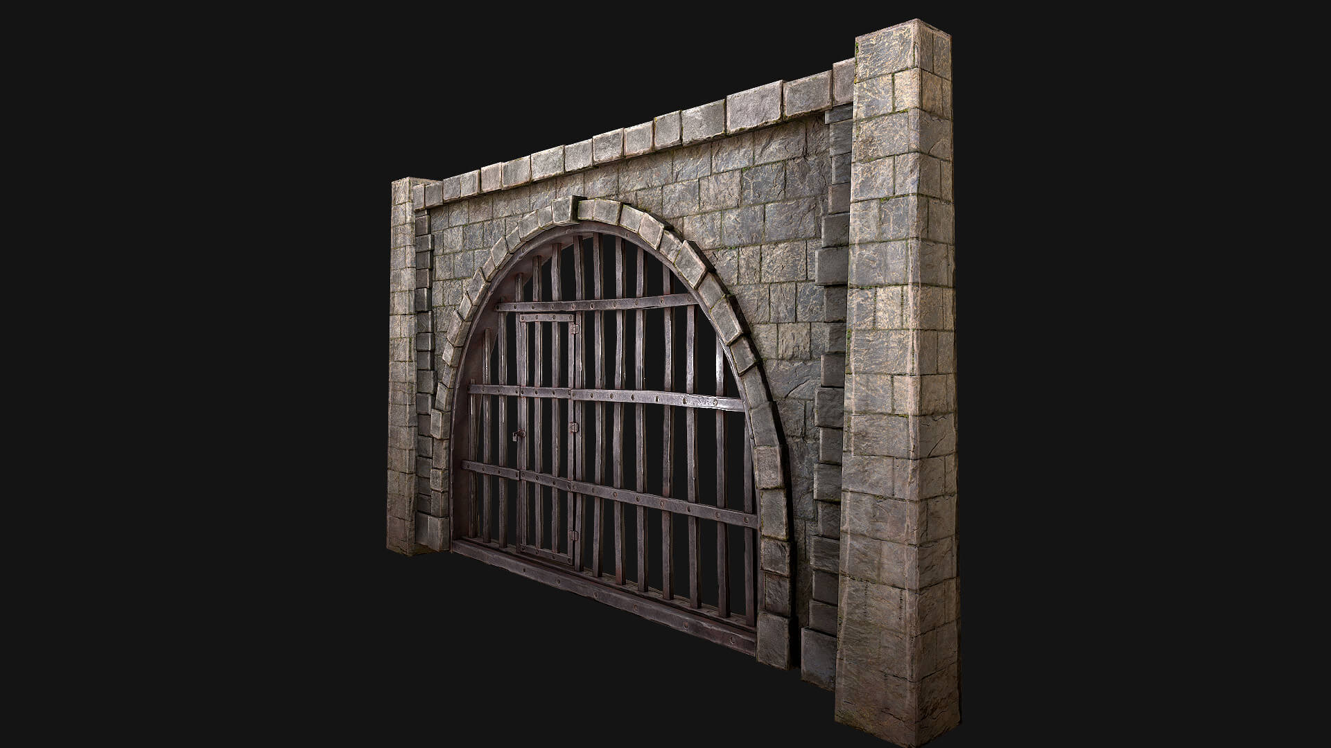 Medieval Prison Bars With Door - 3D Model by Dereza