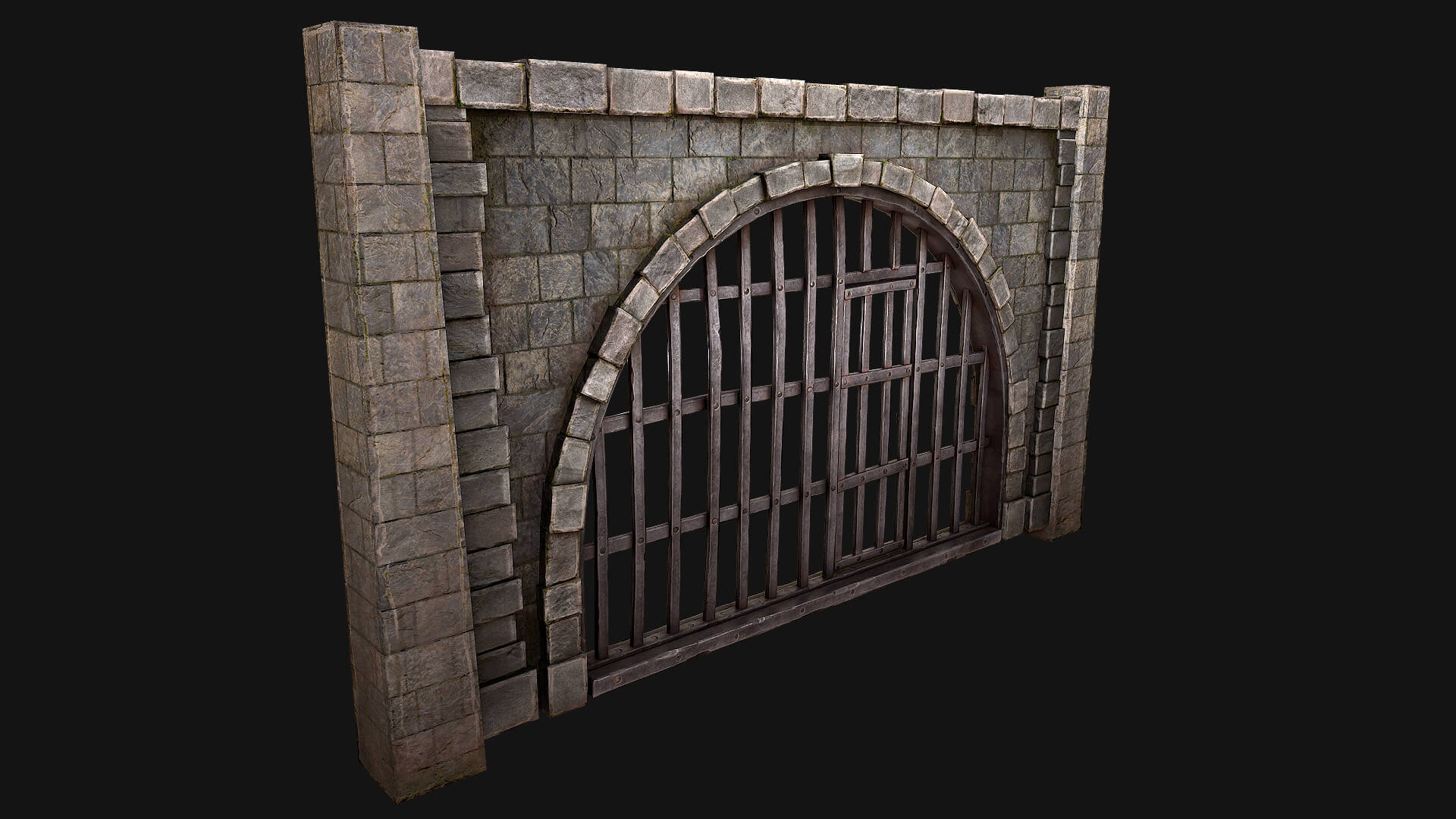 Medieval Prison Bars With Door - 3D Model by Dereza