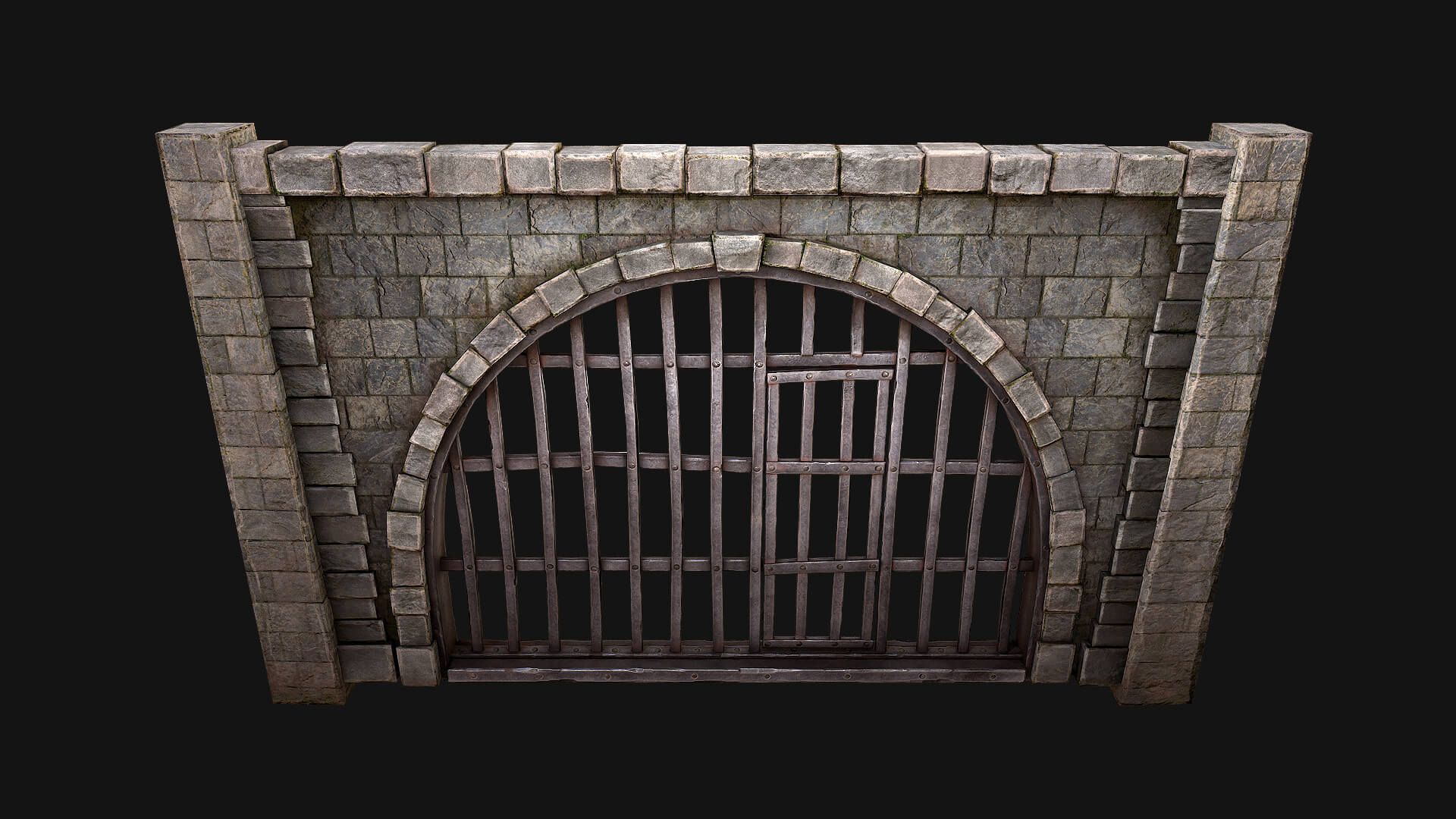 Medieval Prison Bars With Door - 3D Model by Dereza