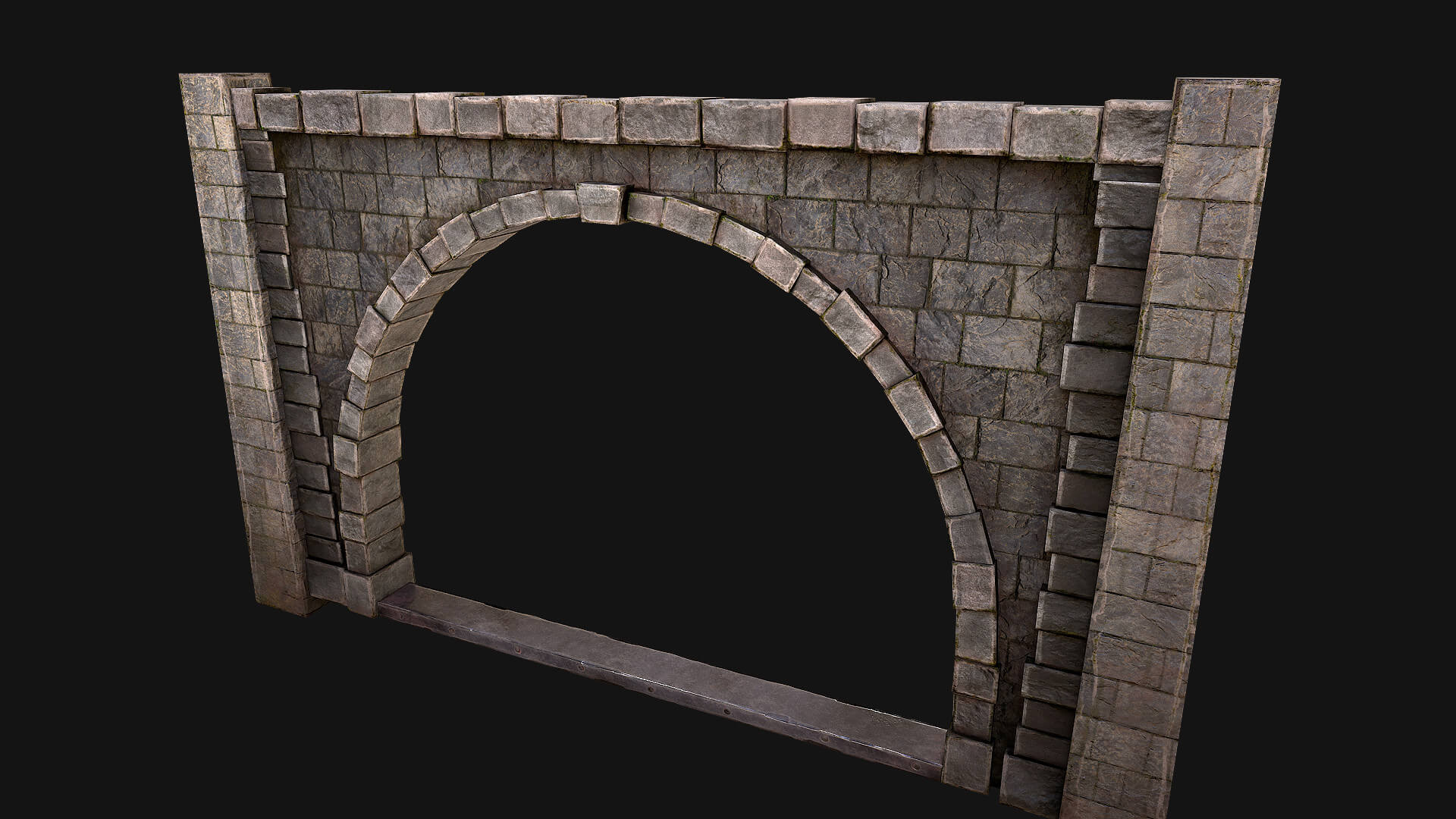 Medieval Prison Wall With Arch - 3D Model by Dereza