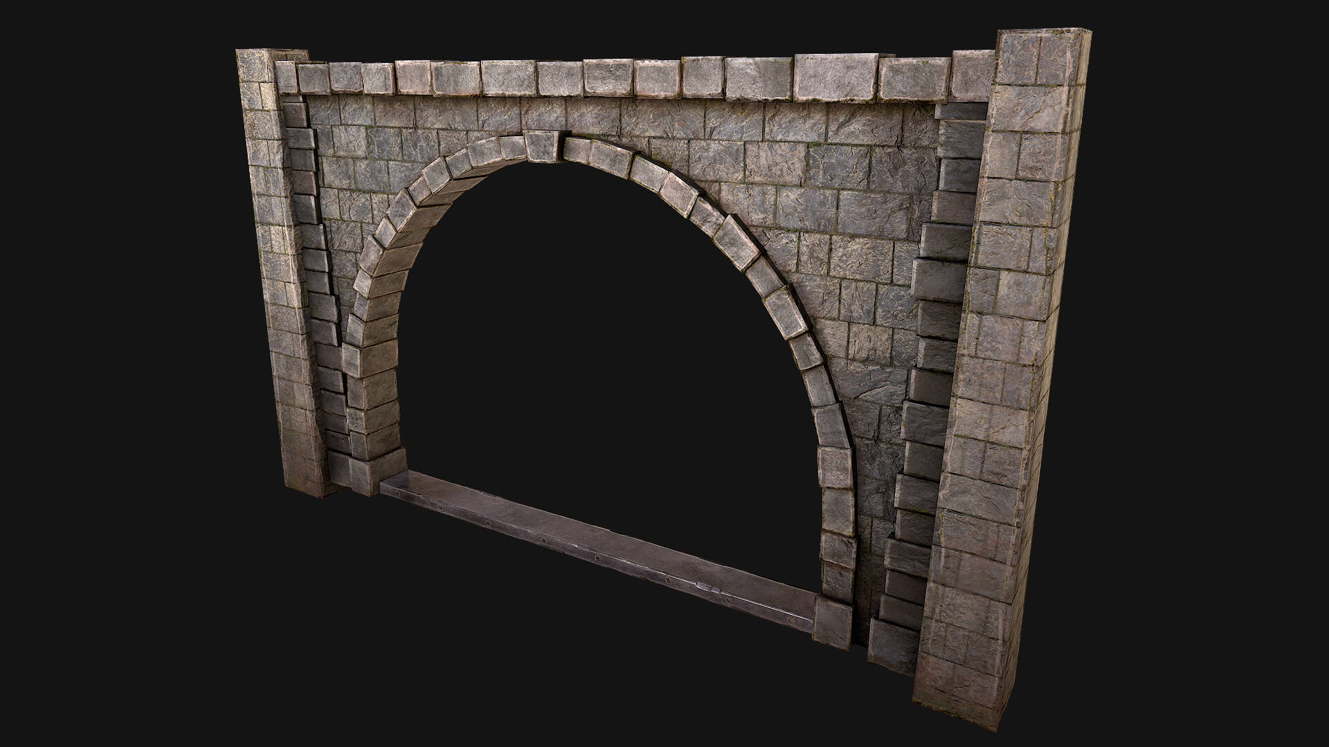 Medieval Prison Wall With Arch - 3D Model by Dereza