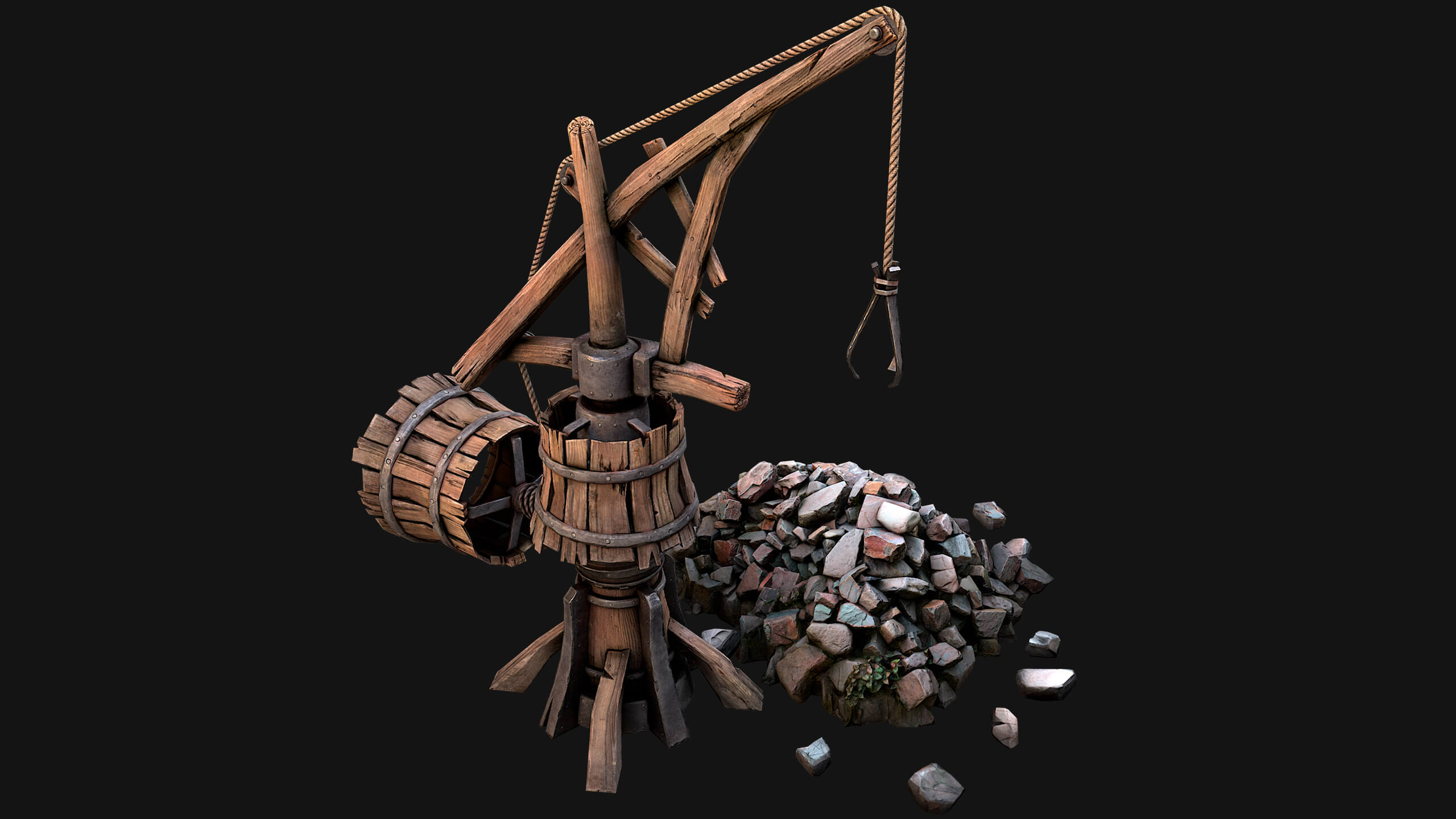 Medieval Quarry Mine With Crane Pack - 3D Model by Dereza