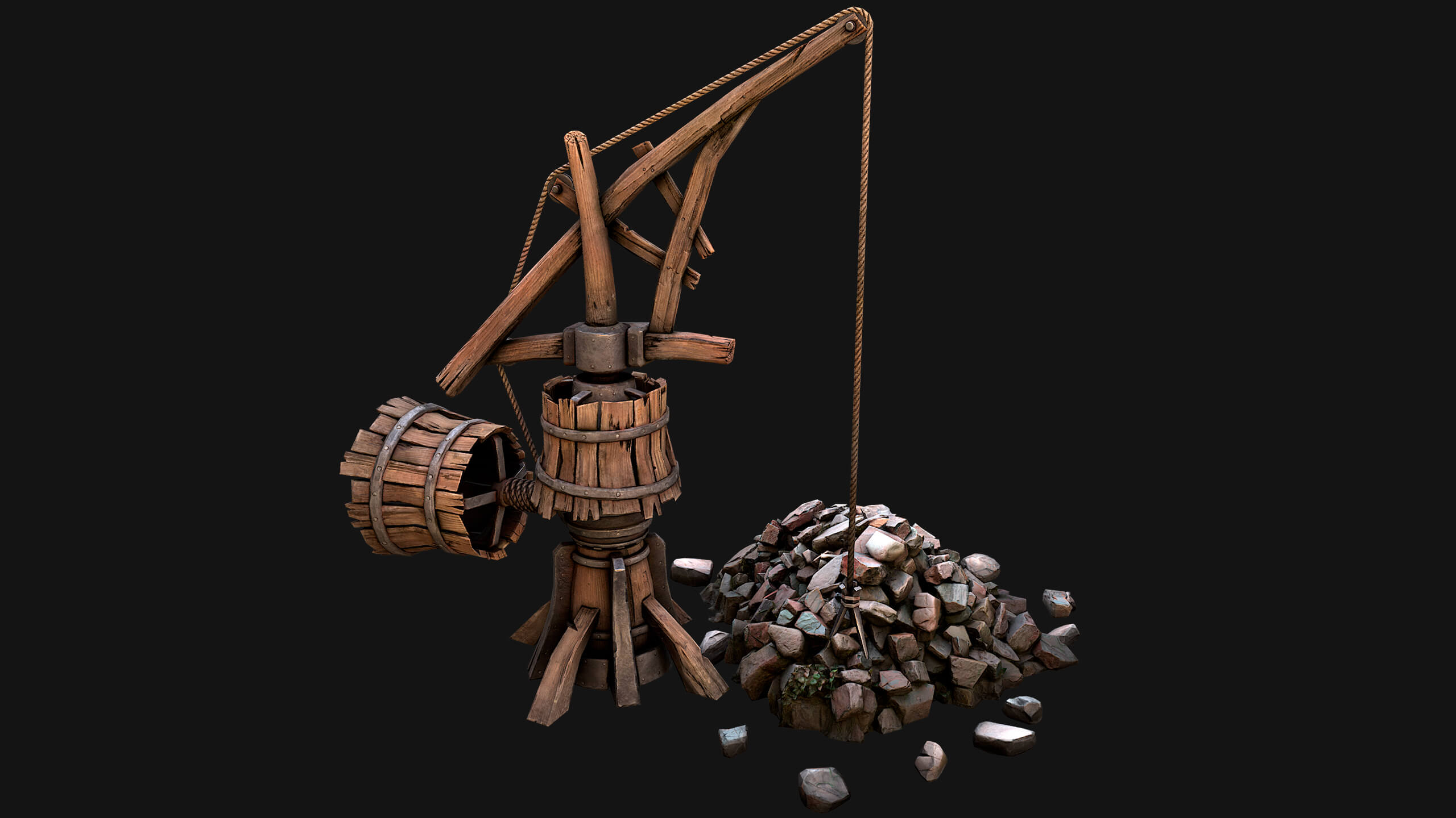 Medieval Quarry Mine With Crane Pack - 3D Model by Dereza