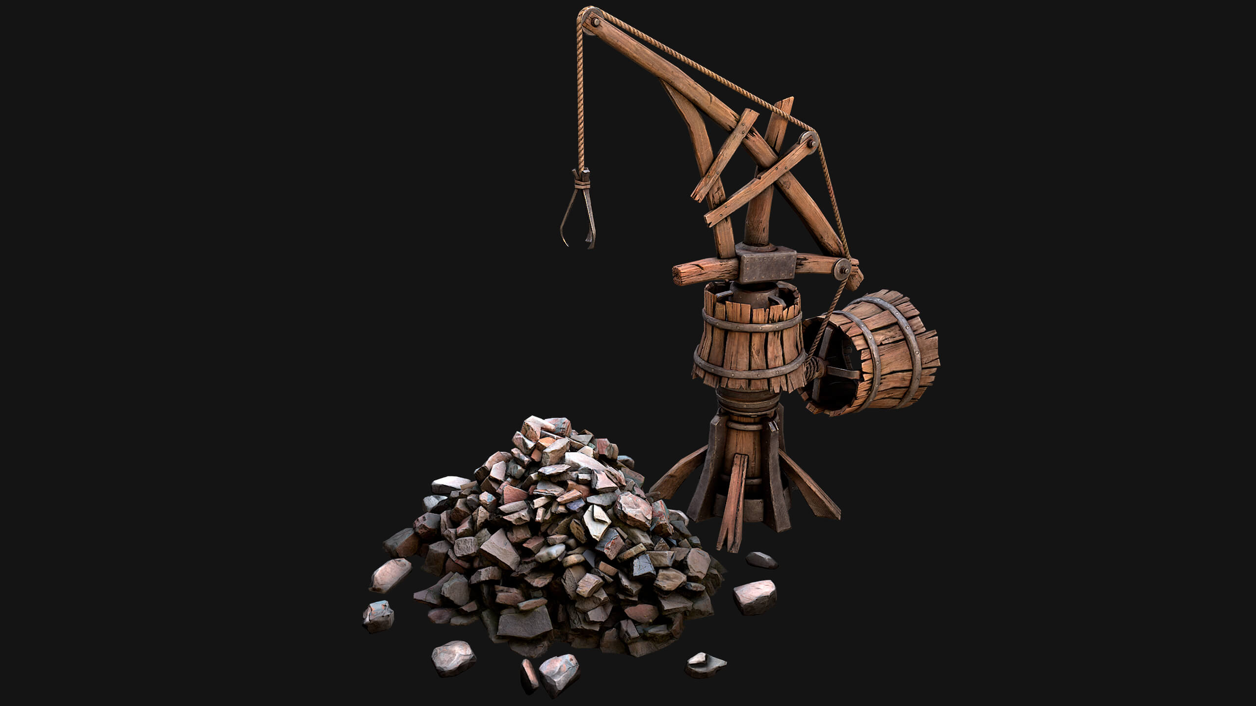 Medieval Quarry Mine With Crane Pack - 3D Model by Dereza