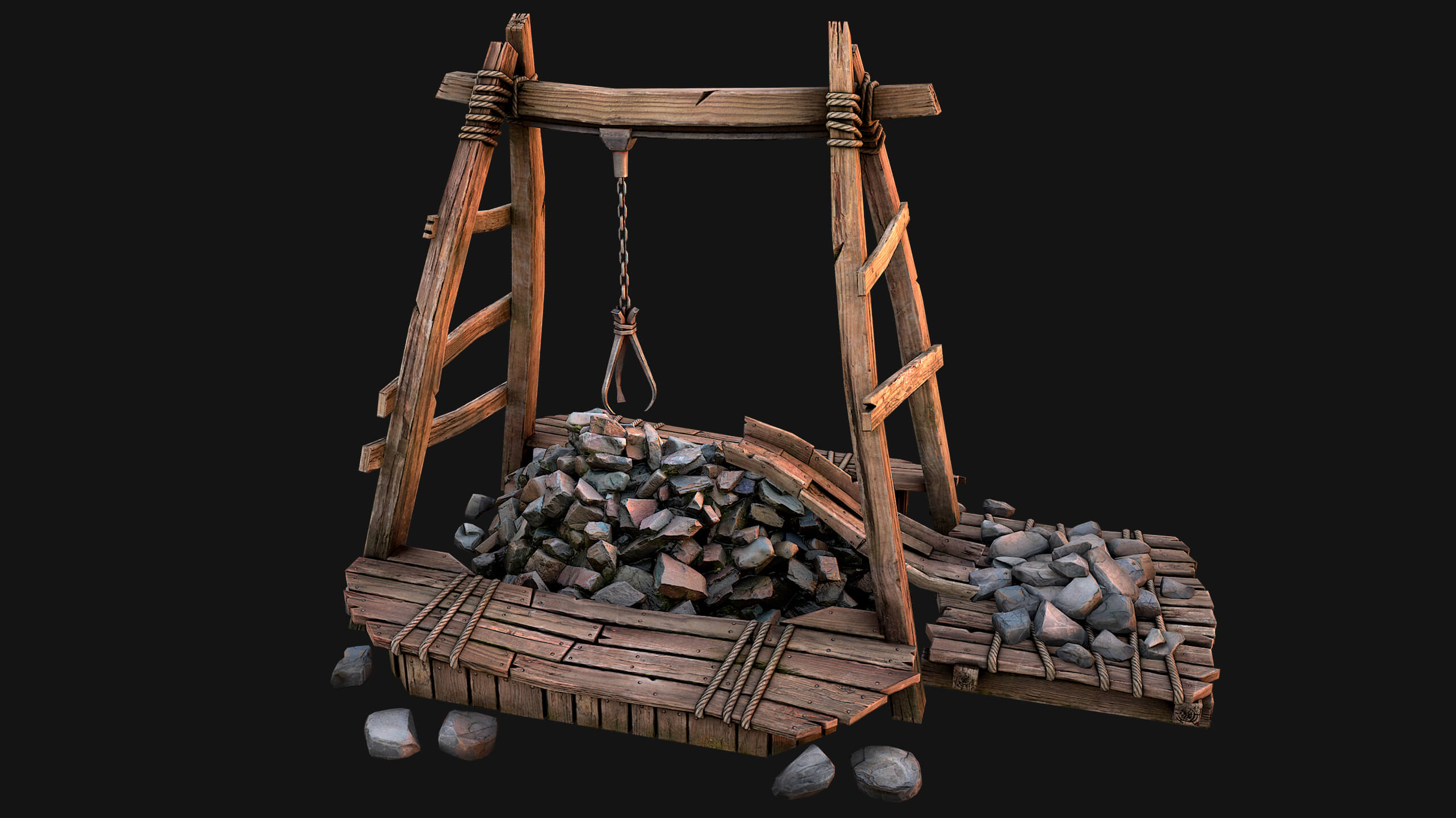 Medieval Quarry Mine With Crane Pack - 3D Model by Dereza