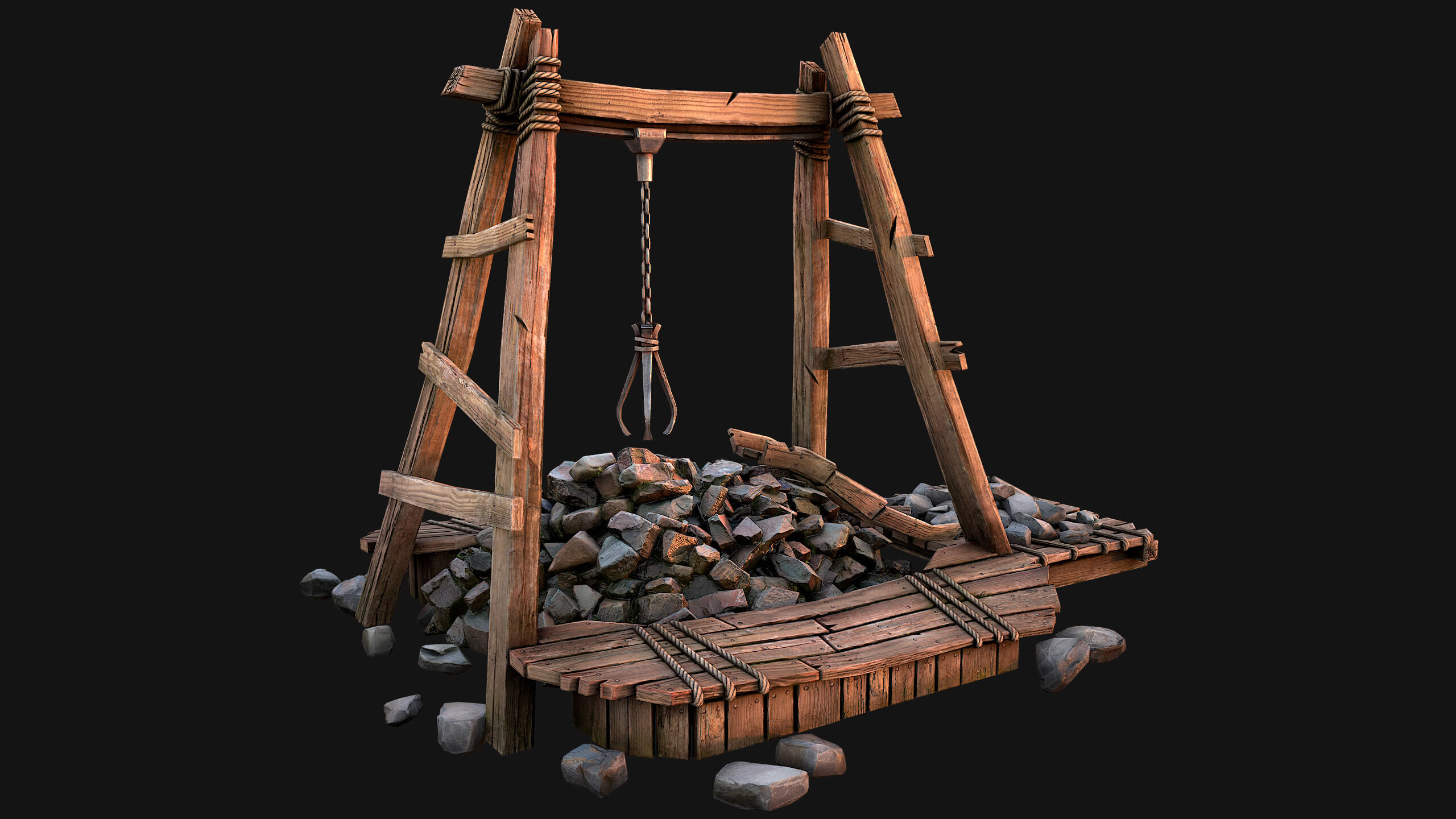 Medieval Quarry Mine With Crane Pack - 3D Model by Dereza