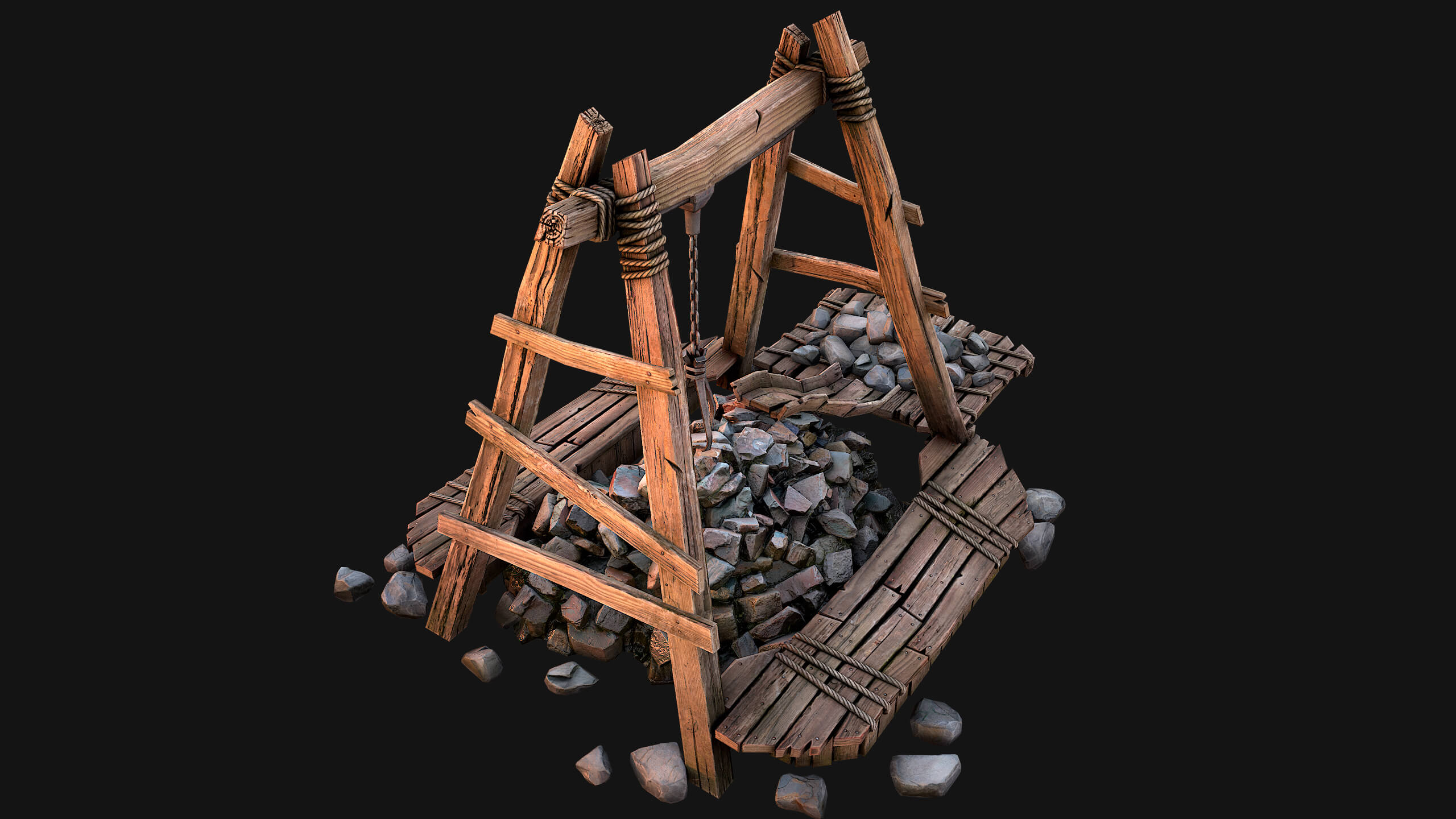 Medieval Quarry Mine With Crane Pack - 3D Model by Dereza