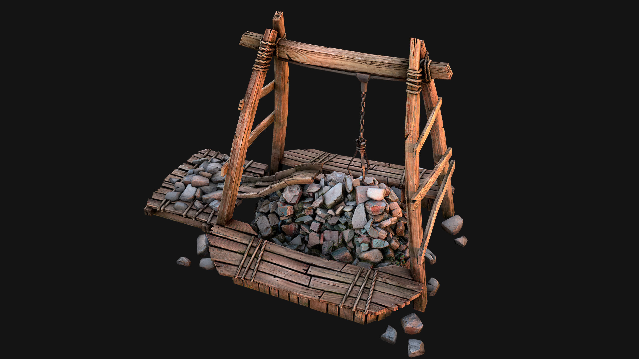 Medieval Quarry Mine With Crane Pack - 3D Model by Dereza