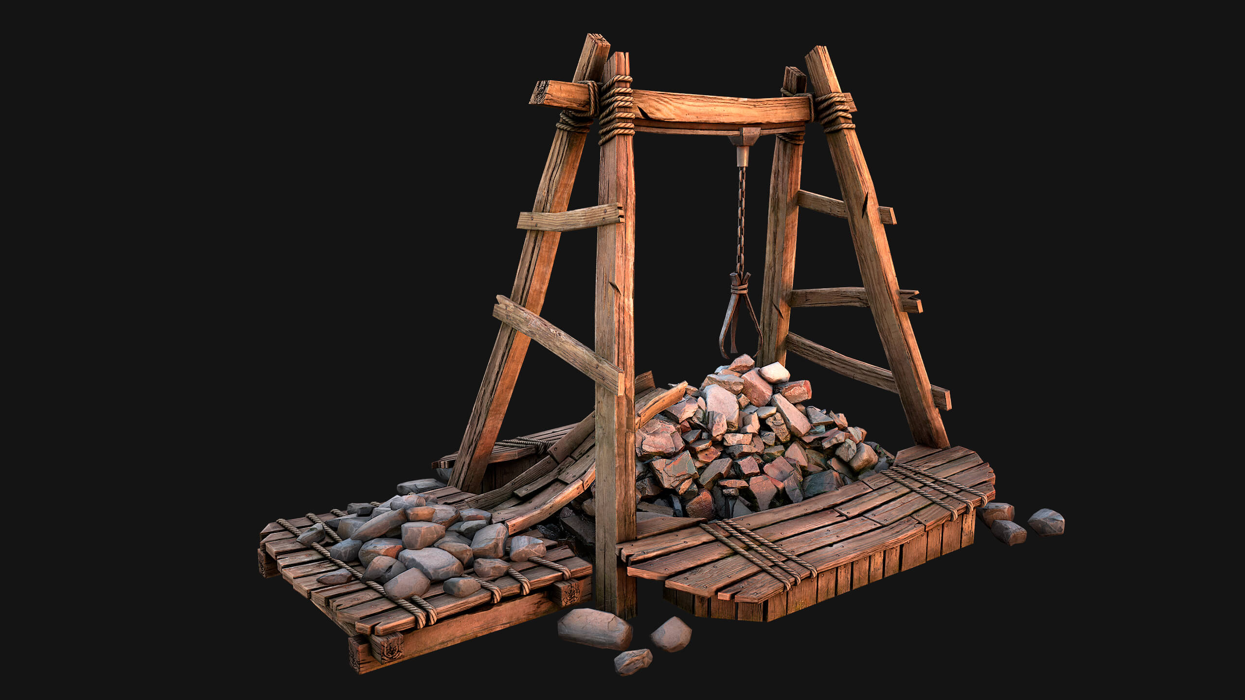 Medieval Quarry Mine With Crane Pack - 3D Model by Dereza